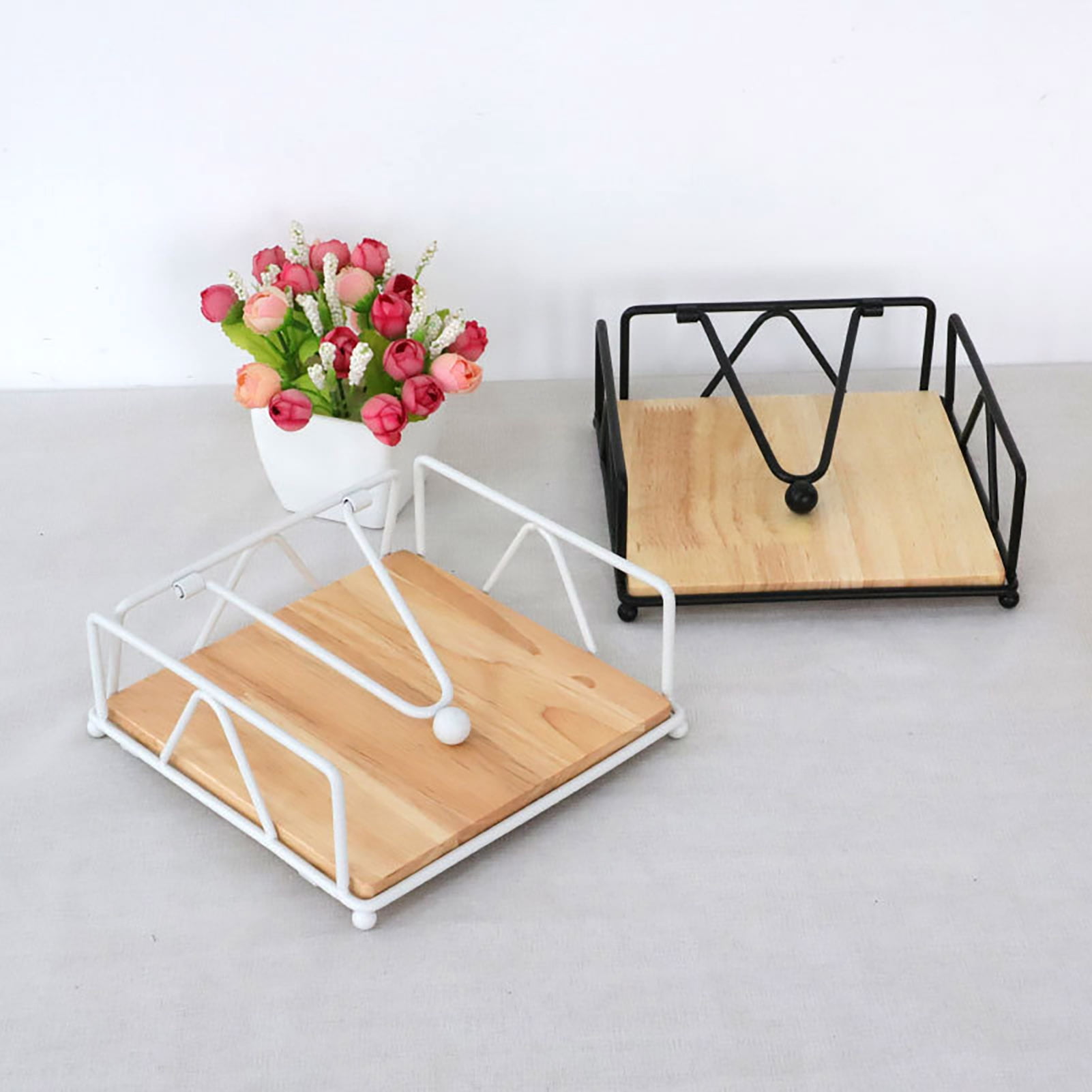 Walbest Rustic Style Flat Napkin Holder Metal Kitchen Square Paper Box ...