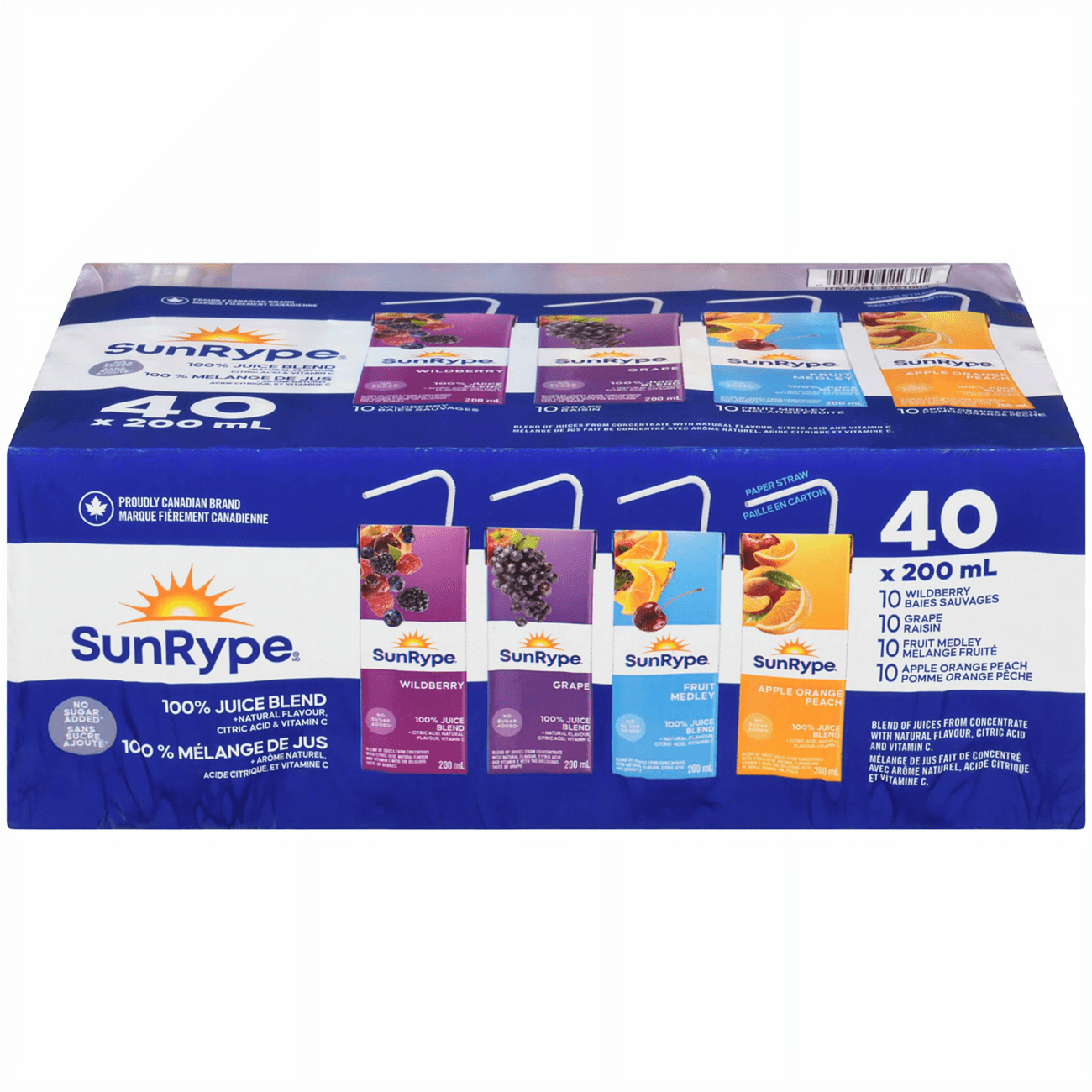 SunRype 100% Pure Fruit Juice Boxes, Variety Pack, Perfect for On-The-Go, 40x200ml - Walmart.com