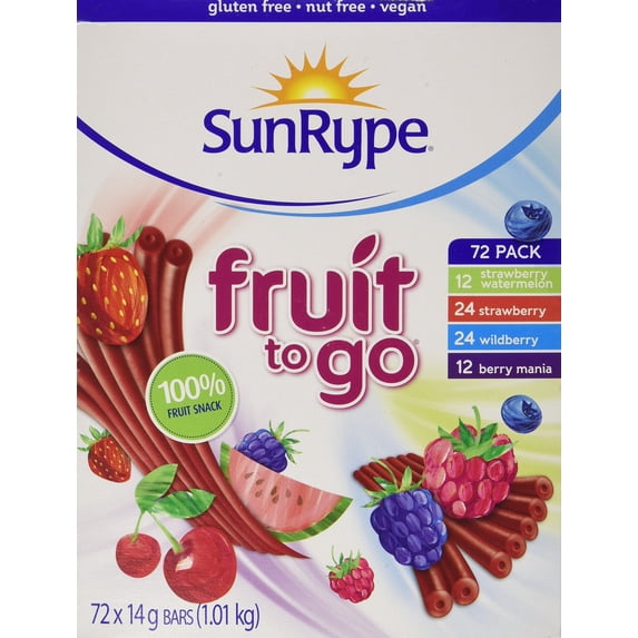 SunRype Fruit to Go 100% Vegan Fruit Snack - 72 Pack Variety (Gluten ...