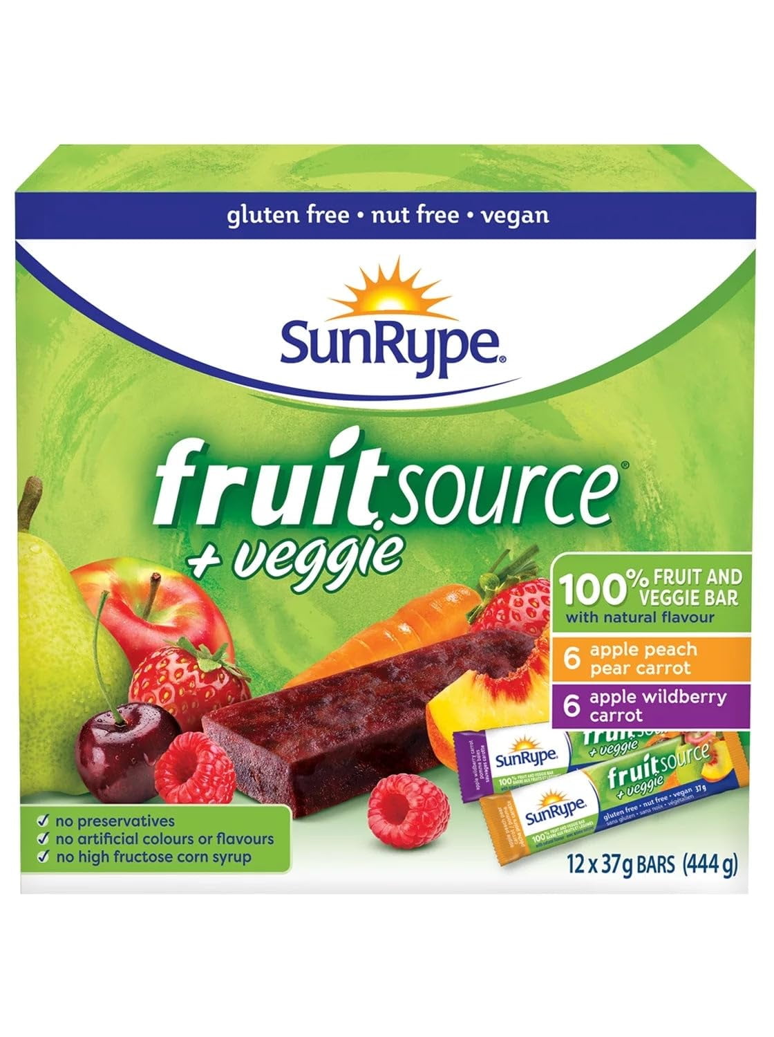 SunRype FruitSource Veggie 100% Fruit HYZ01 and Vegetable Bar Snack ...