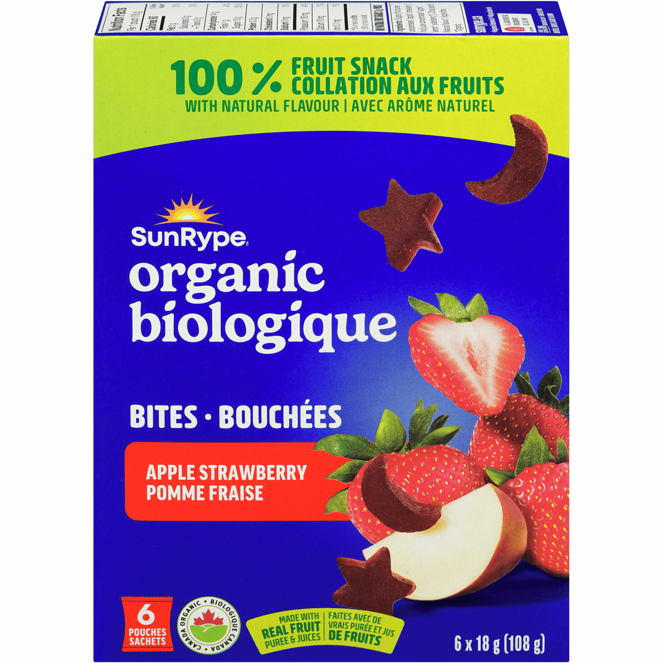 SunRype Organic 100% Fruit Bites, Apple Strawberry Flavor, 6 x 18g ...