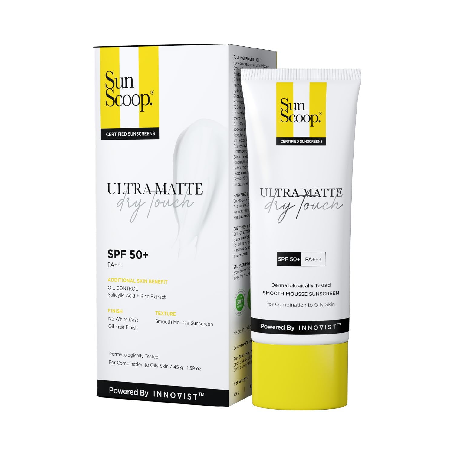 SunScoop Ultra Matte Dry Touch Sunscreen SPF 50 PA Matte Finish Zinc ...