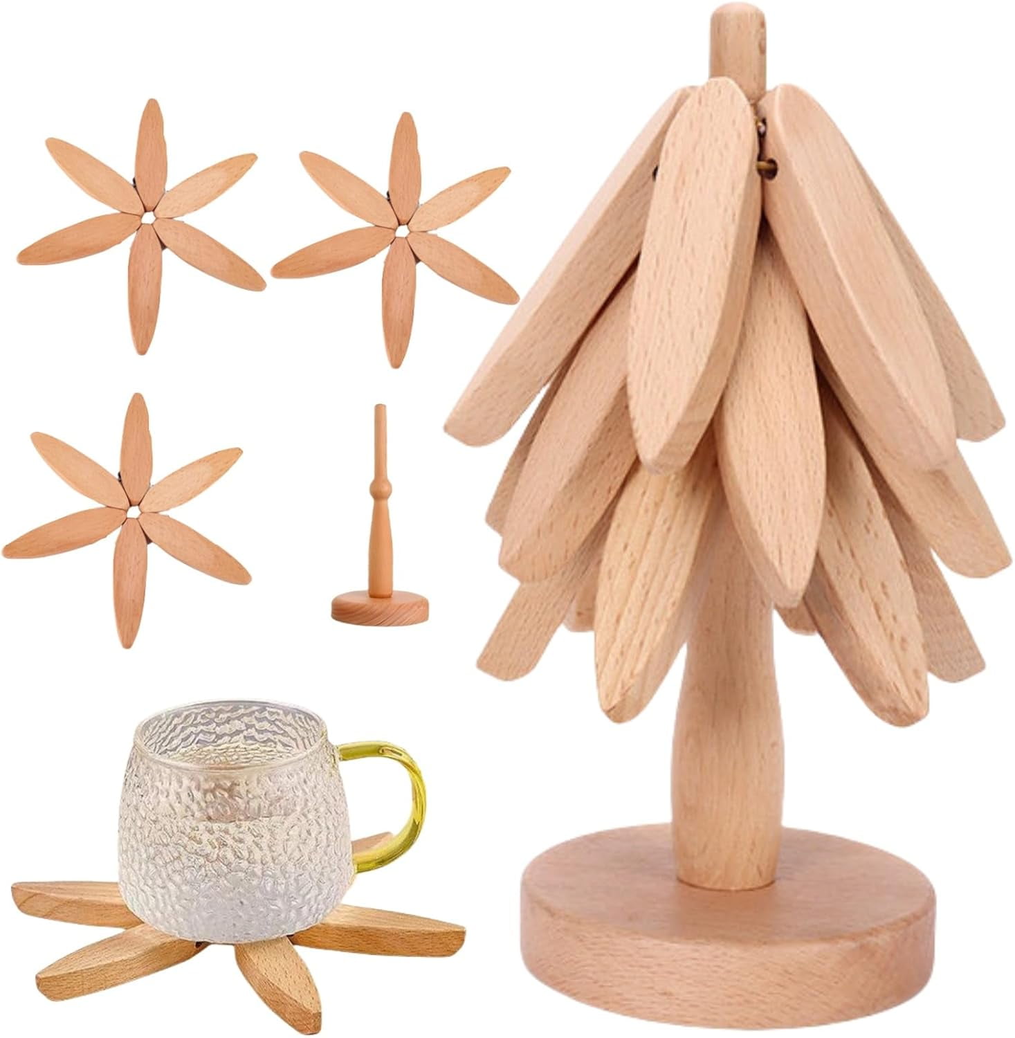 SunShiLing High Temperature-Resistant Tree Shape Trivets, Walnut, 1 ...