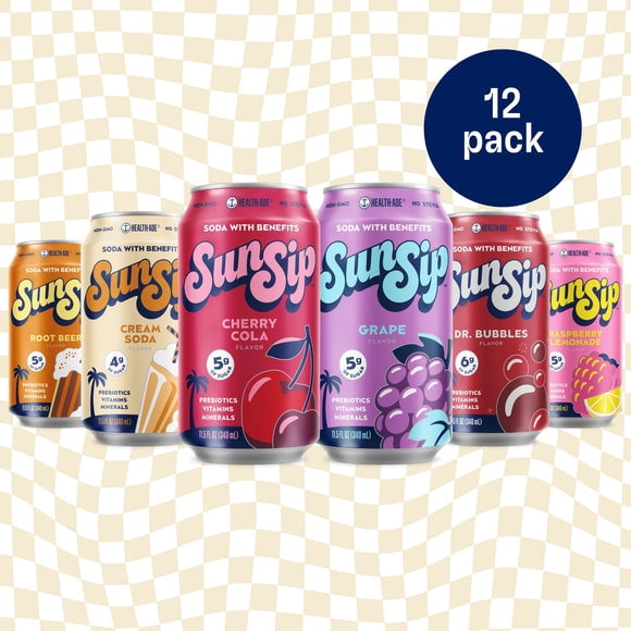 Health-Ade SunSip Soda Sampler Variety Pack, 11.5 oz Cans, Pack of 12 ...