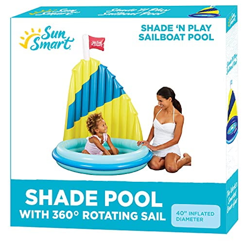 SunSmart Shade ‘N Play Sailboat Kiddie Pool with 360° Rotating Sun ...