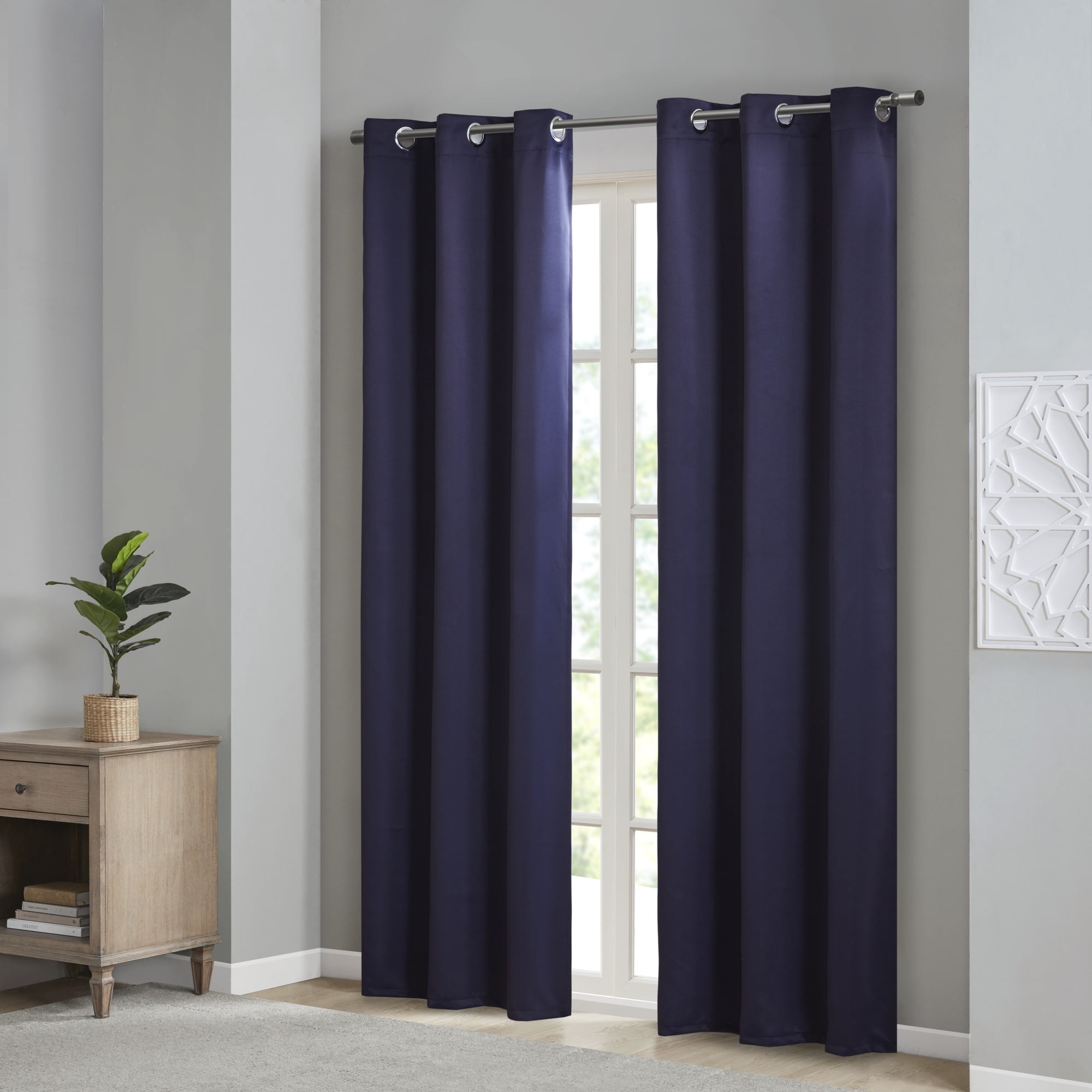 SunSmart Taren 2-Piece Solid Blackout Triple Weave Grommet Top Window ...