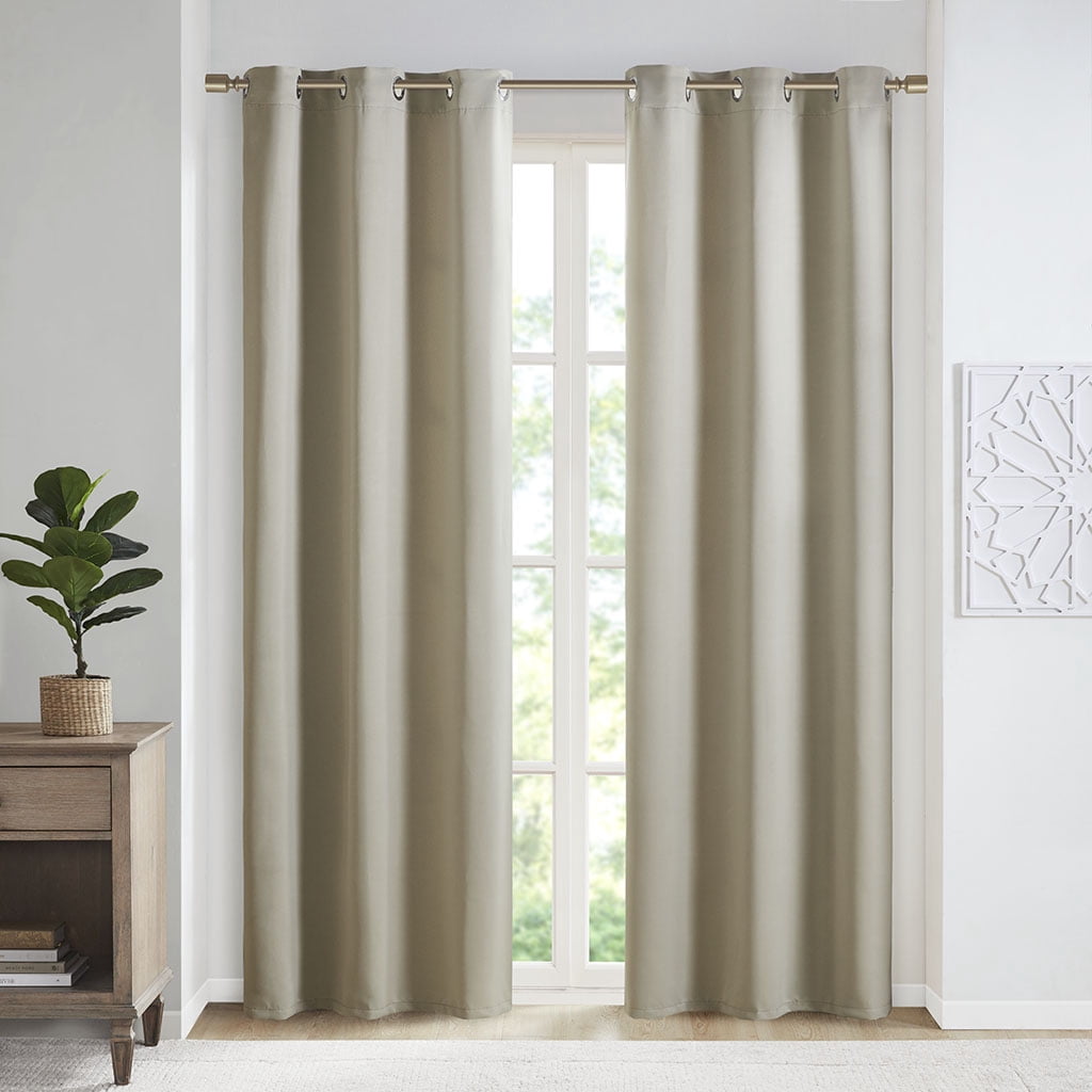 SunSmart Taren 42x84" Modern Fabric Blackout Triple Weave Panel Pair in ...