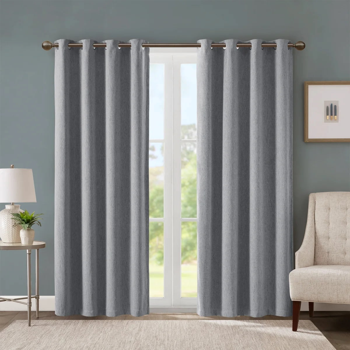 Sunsmart Lined Total Blackout Curtains 52" x 84" 2 Panels Grommet Top ...