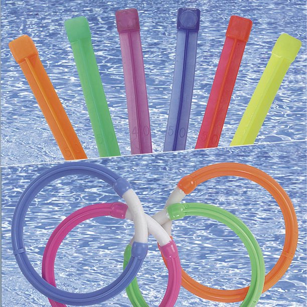 SunSplash Plastic Dive Ring and Dive Stix Pool Float, Multicolor ...