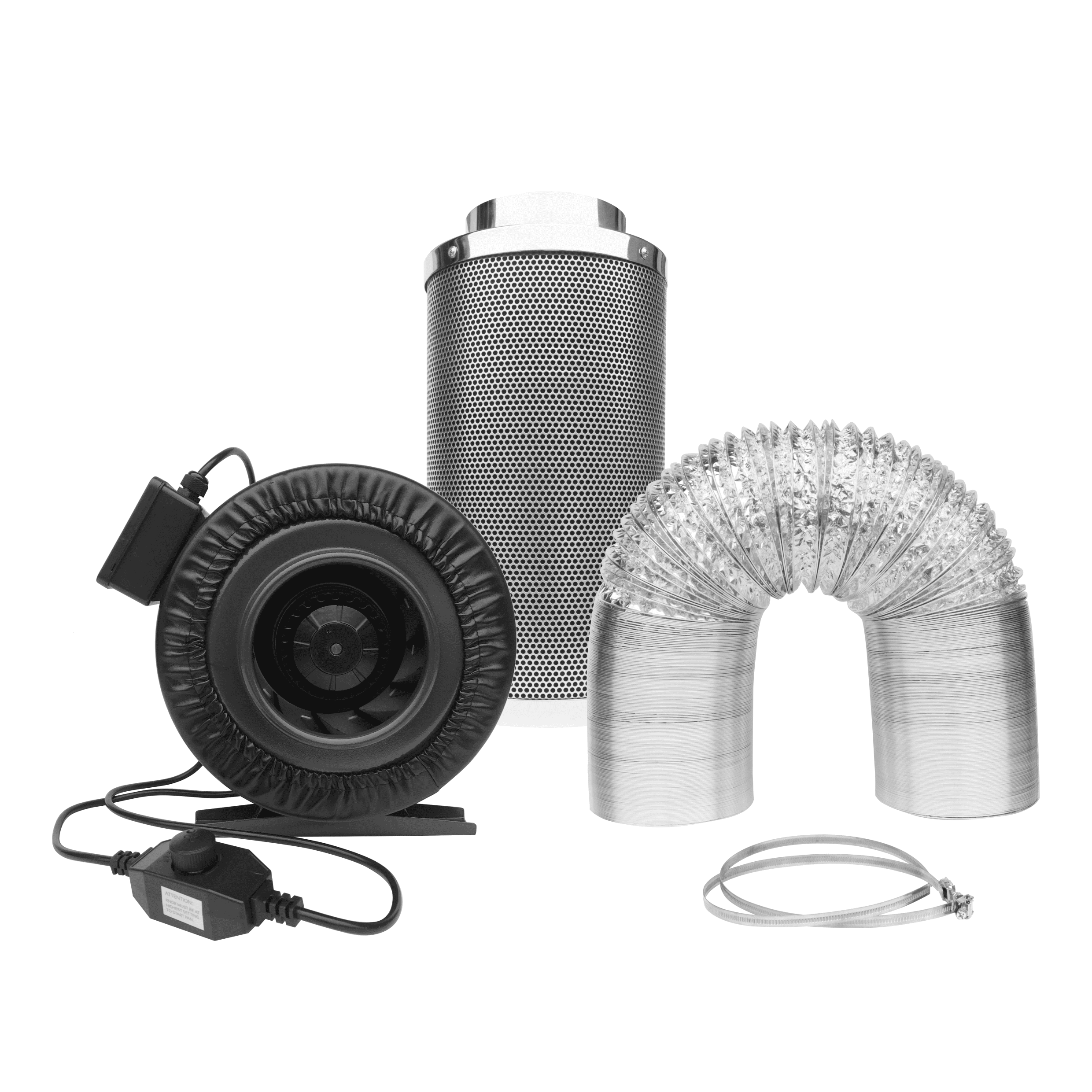 SunStream 4 Inch 203 CFM Inline Fan 4 Inch Carbon Filter and 25 Feet of ...