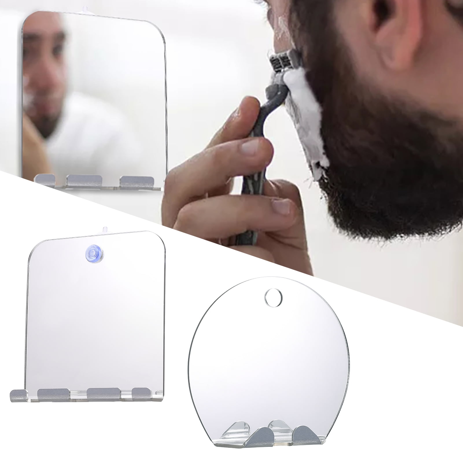 SunSunrise 1 Set Shower Mirror with Suction Cup Wall Mounted Acrylic ...