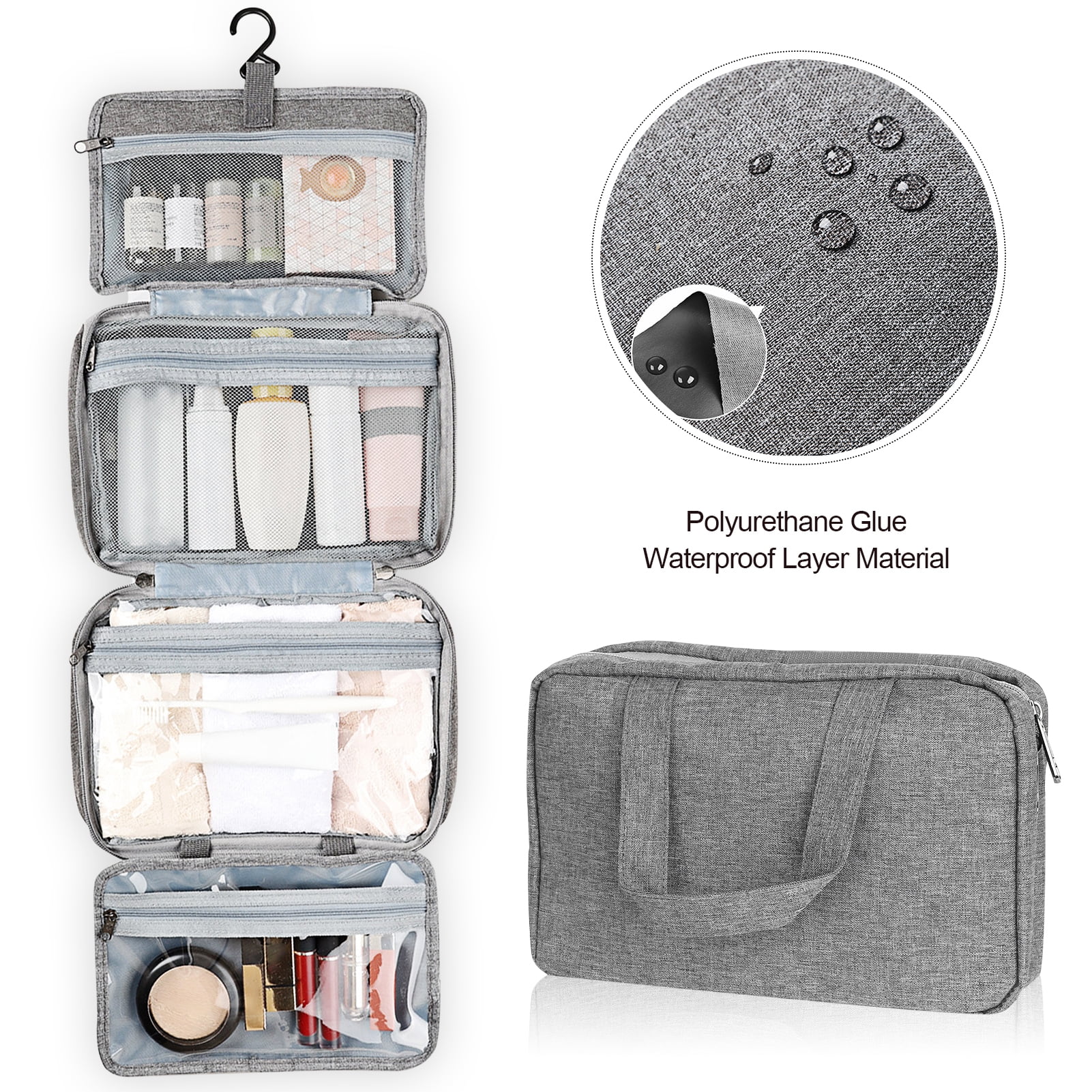 SunSunrise Waterproof Toiletry Bag 4 Compartments Travel Organizer ...