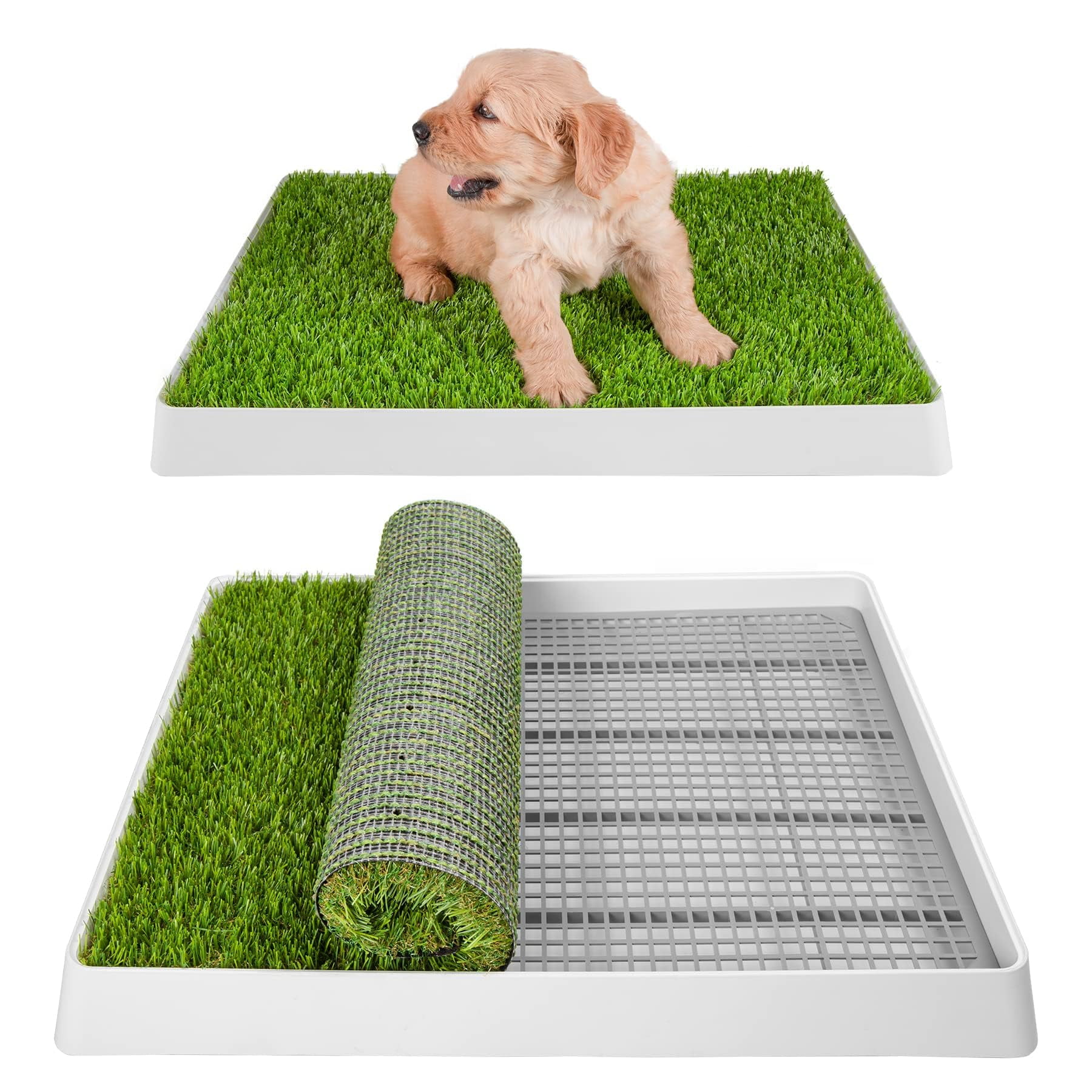SunTurf Dog Grass Pad with Tray, Dog Litter Box, Porch Potty for Puppy Pee Training, Indoor ...