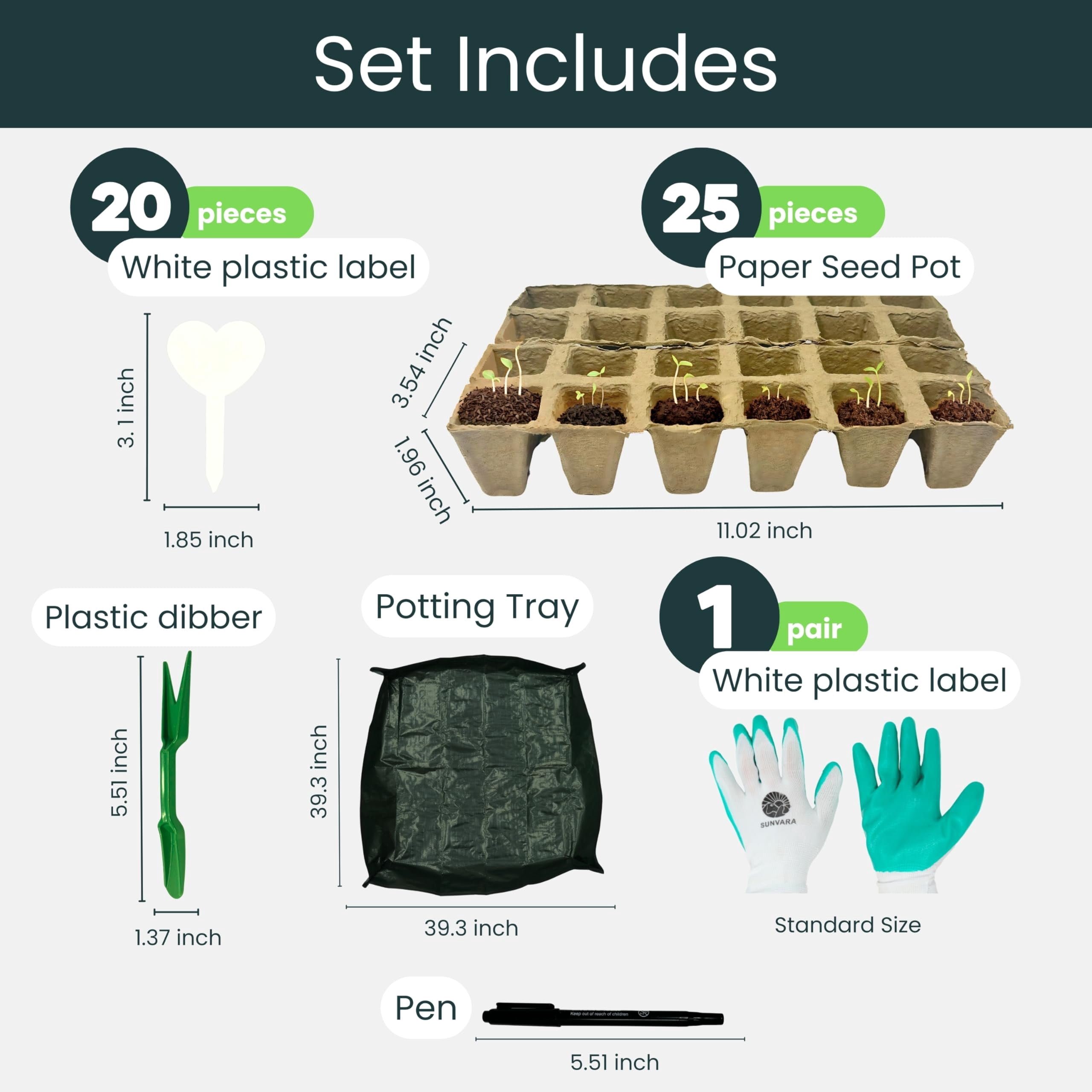 SunVara Seed Starter Peat Pots for Seedlings H2FSD300 pcs Biodegradable ...