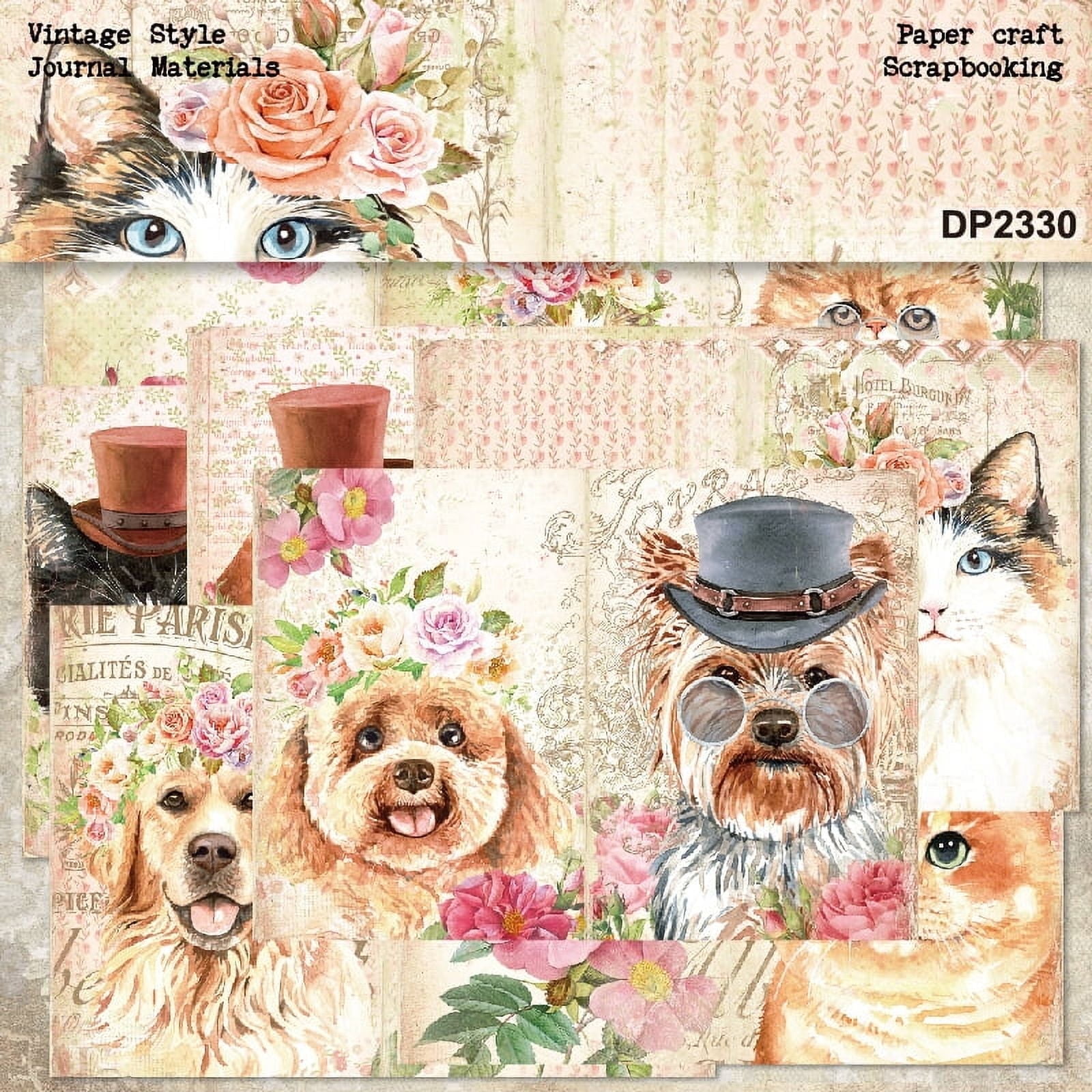 SunWMart 16 Sheets Vintage Scrapbook Papers, A5 Size Scrapbooking Paper ...