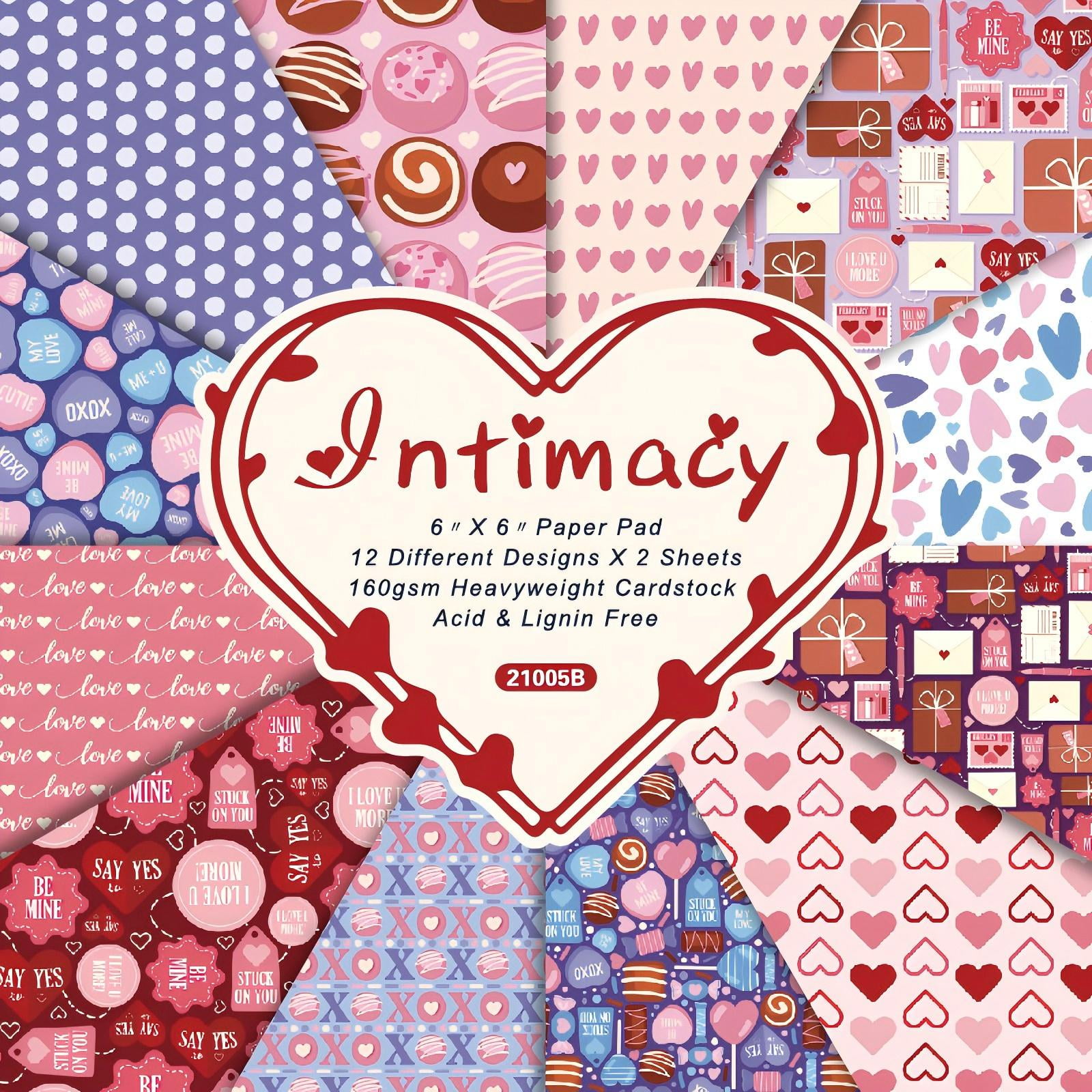 SunWMart 24 Sheets 6" x 6" Valentines Single Sided Scrapbook Paper ...