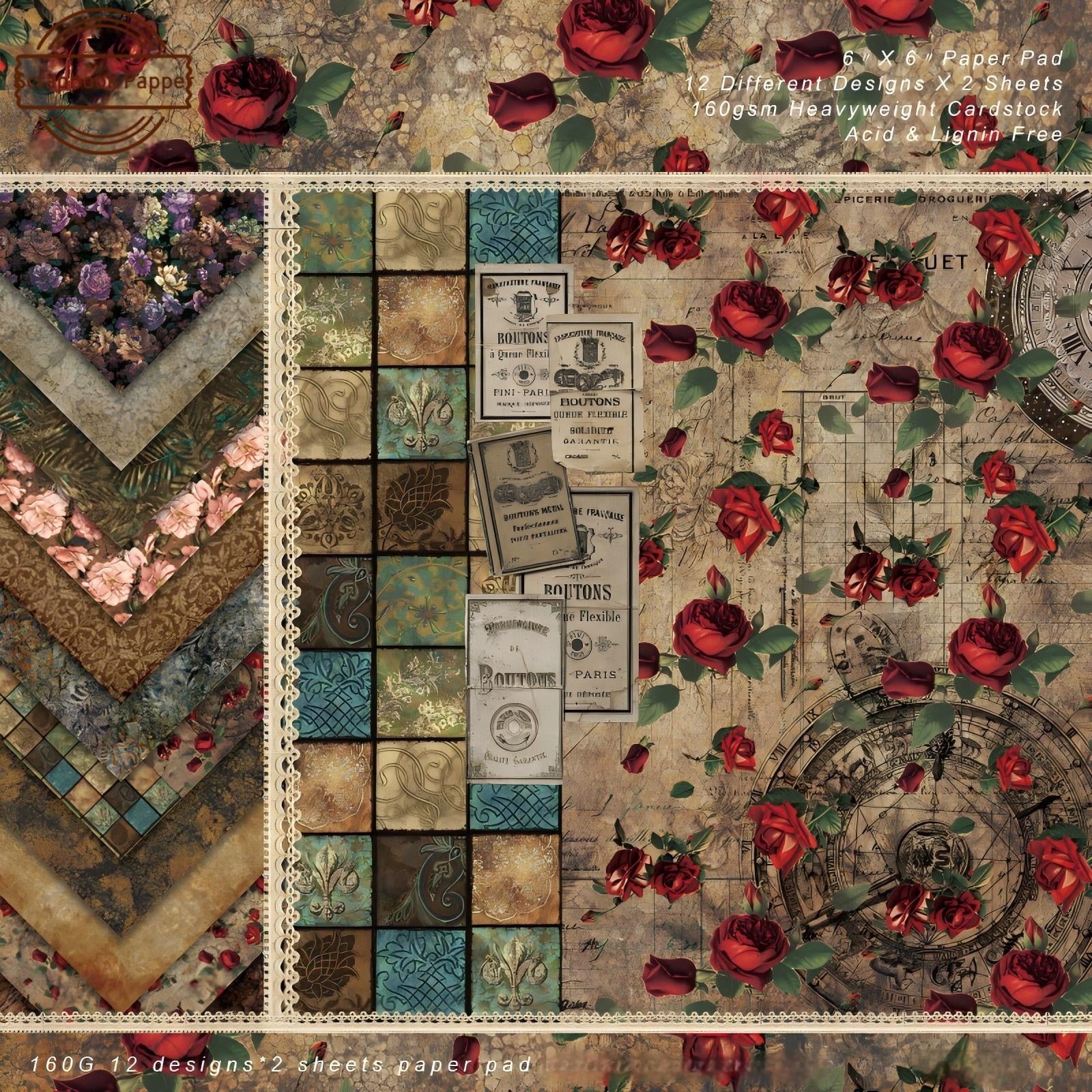 SunWMart 48 Sheets 6x6 Inch Scrapbooking Card Stock Decorative ...