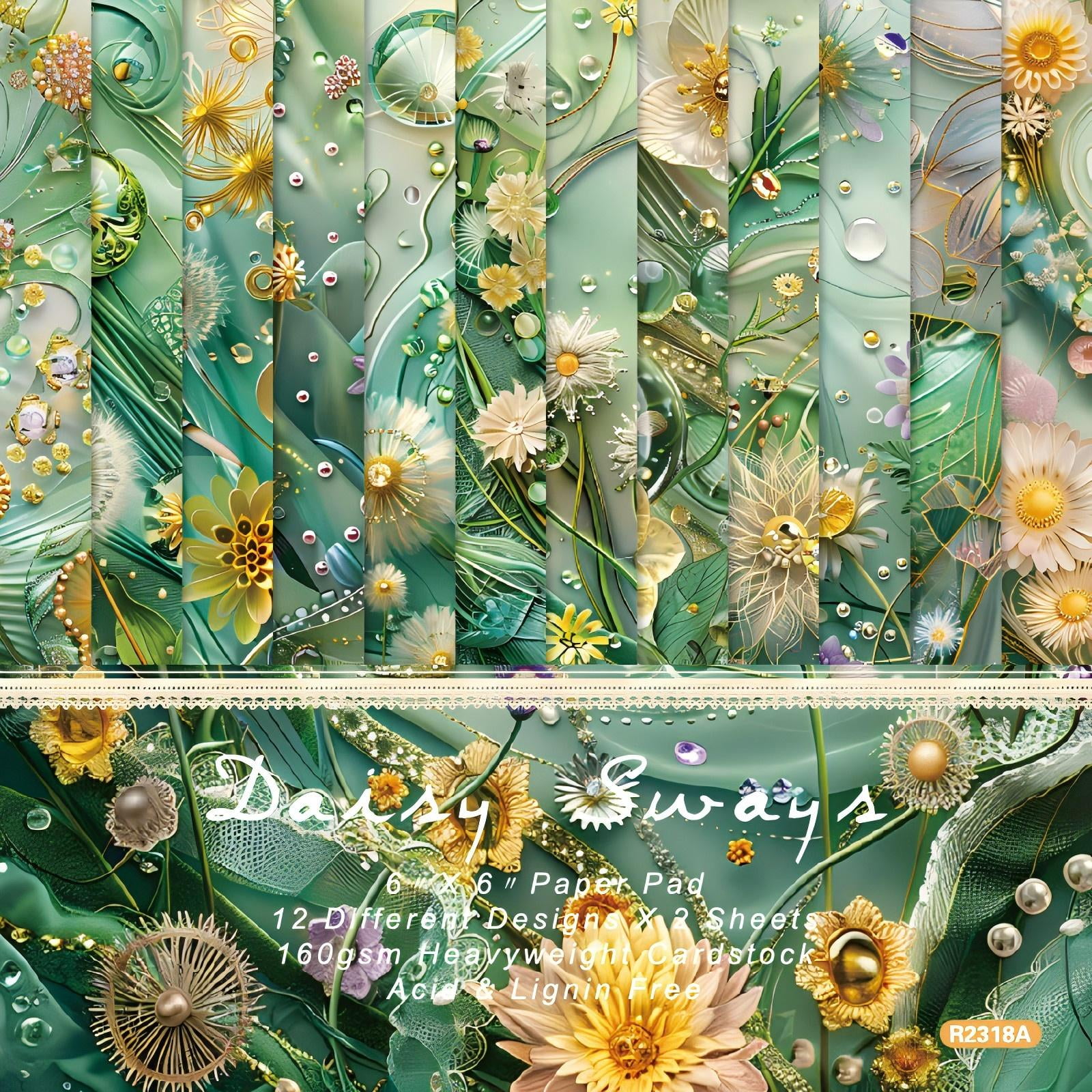 SunWMart 24 Sheets Floral Pattern Paper, 6" x 6" Single Sided Flower ...