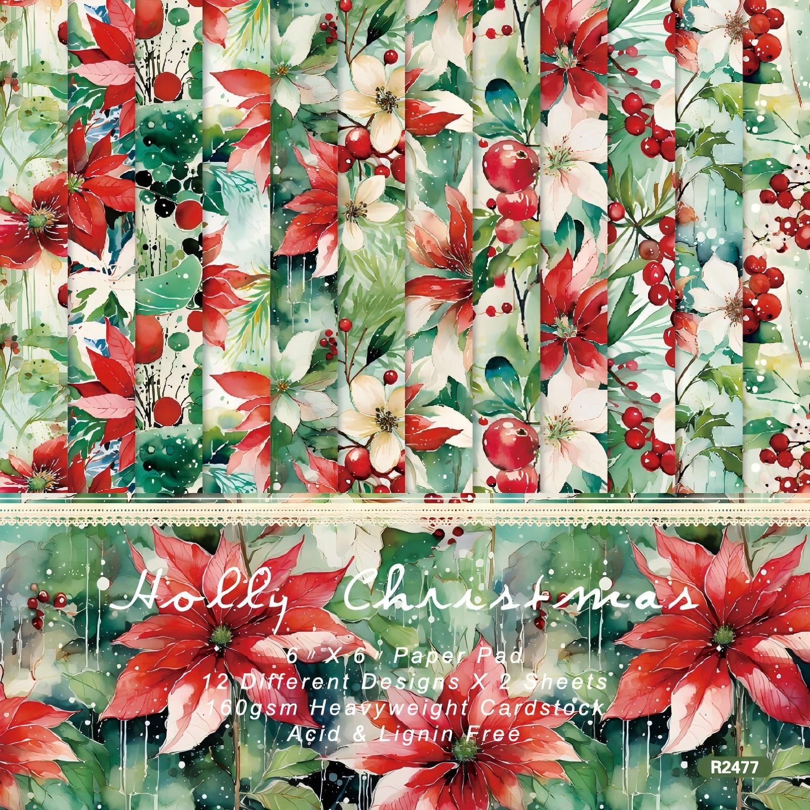 SunWMart 24 Sheets Floral Pattern Paper, 6" x 6" Single Sided Flower ...