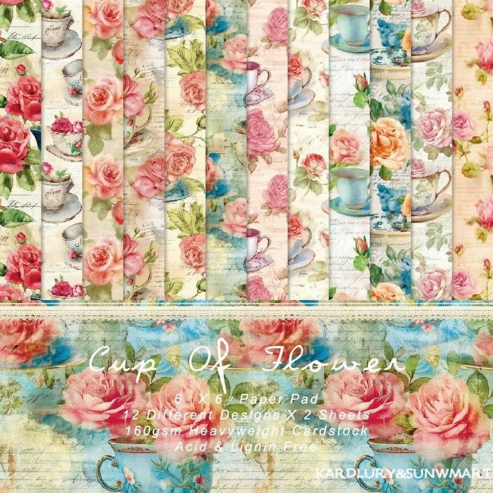 SunWMart 24 Sheets Scrapbooking Paper Pad 6"x6" Single Sided Decorative ...