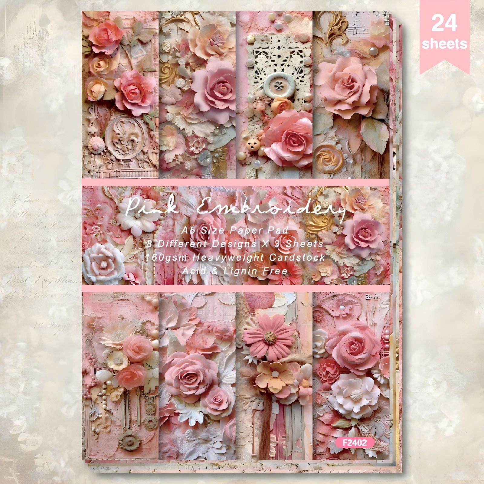 SunWMart A5 Size Scrapbook Paper, 24 Sheets Single Sided Cardstock Art ...