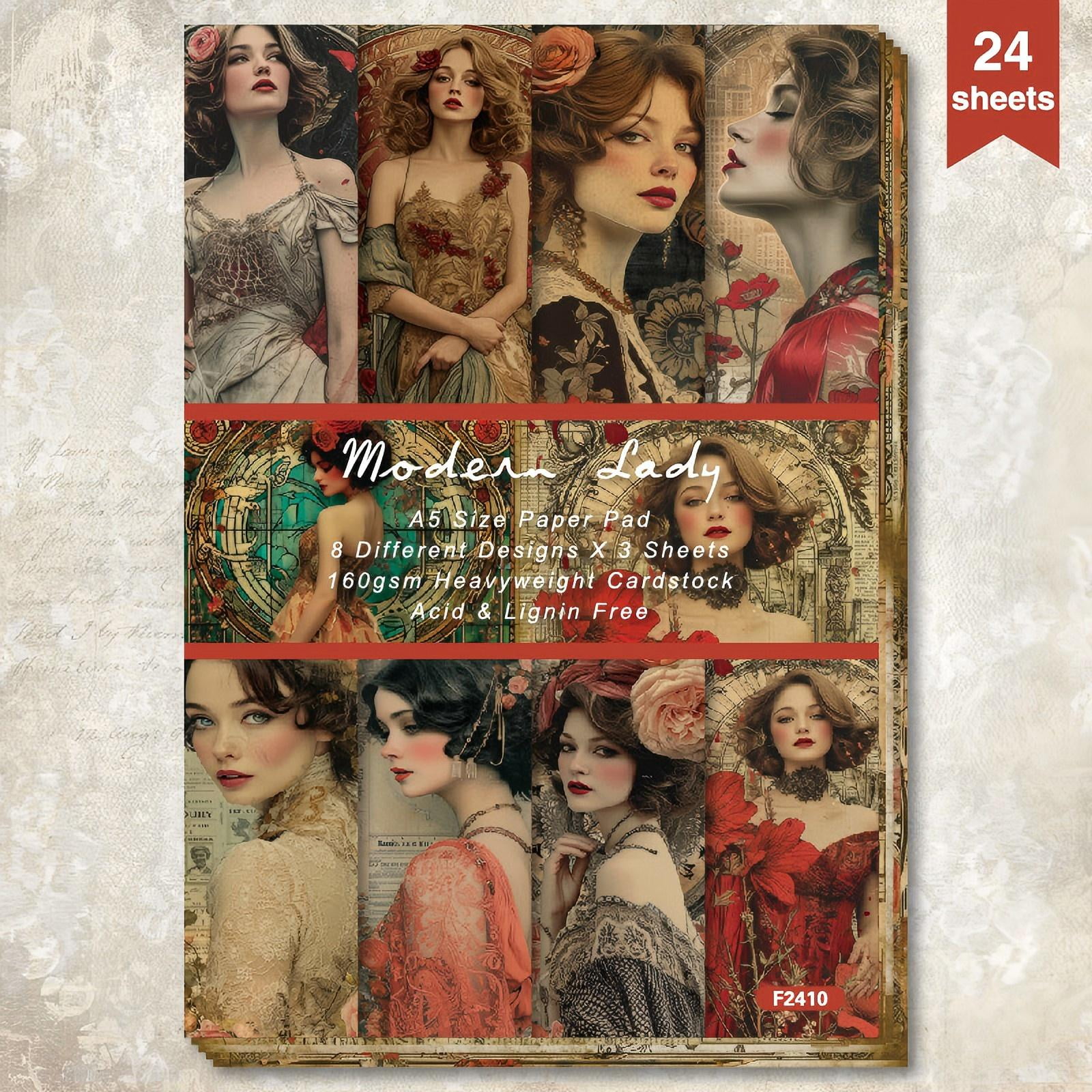 SunWMart A5 Size Scrapbook Paper, 24 Sheets Single Sided Cardstock Art ...