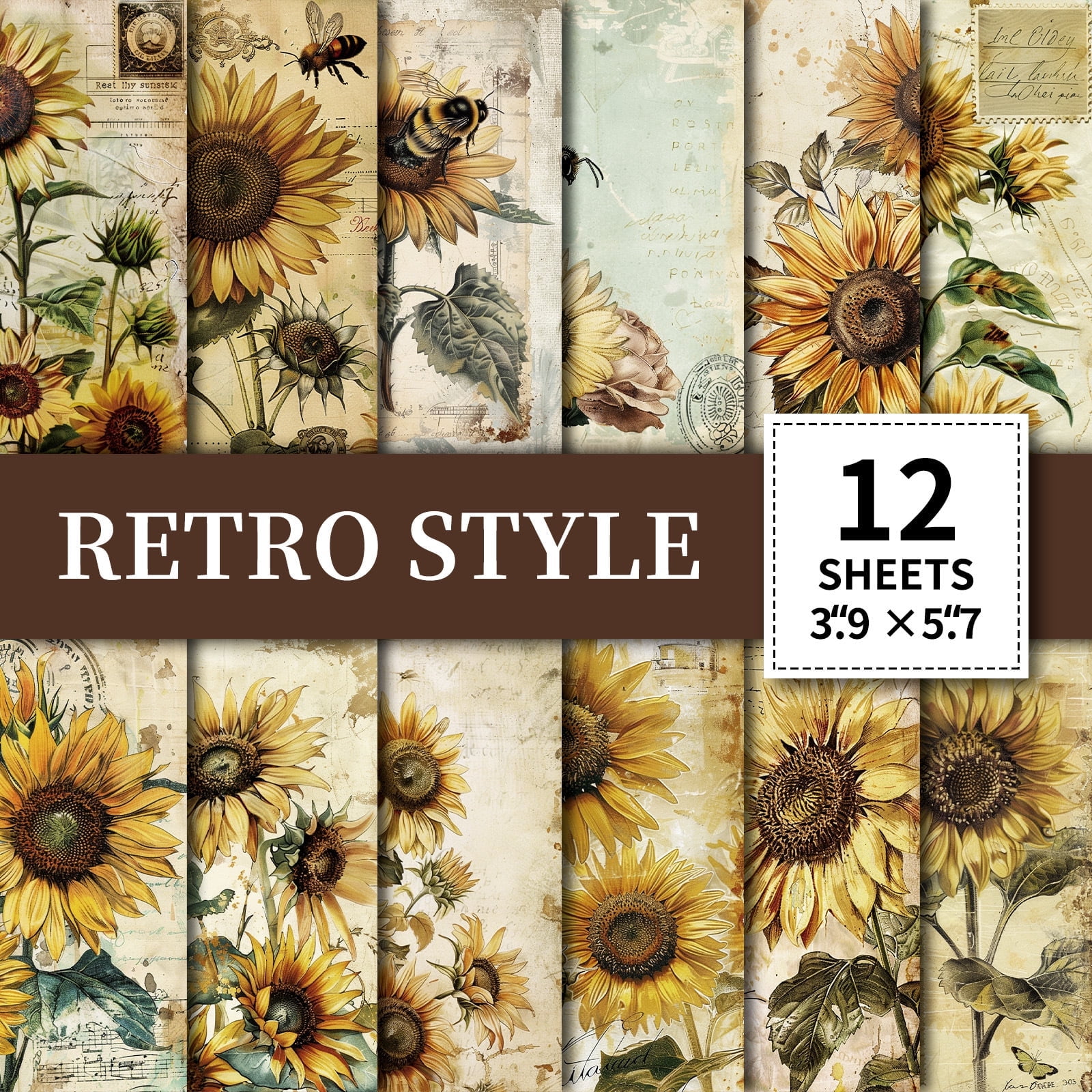 SunWMart Retro Scrapbook Paper, Vintage Floral Pattern Single Sided 6x6 ...