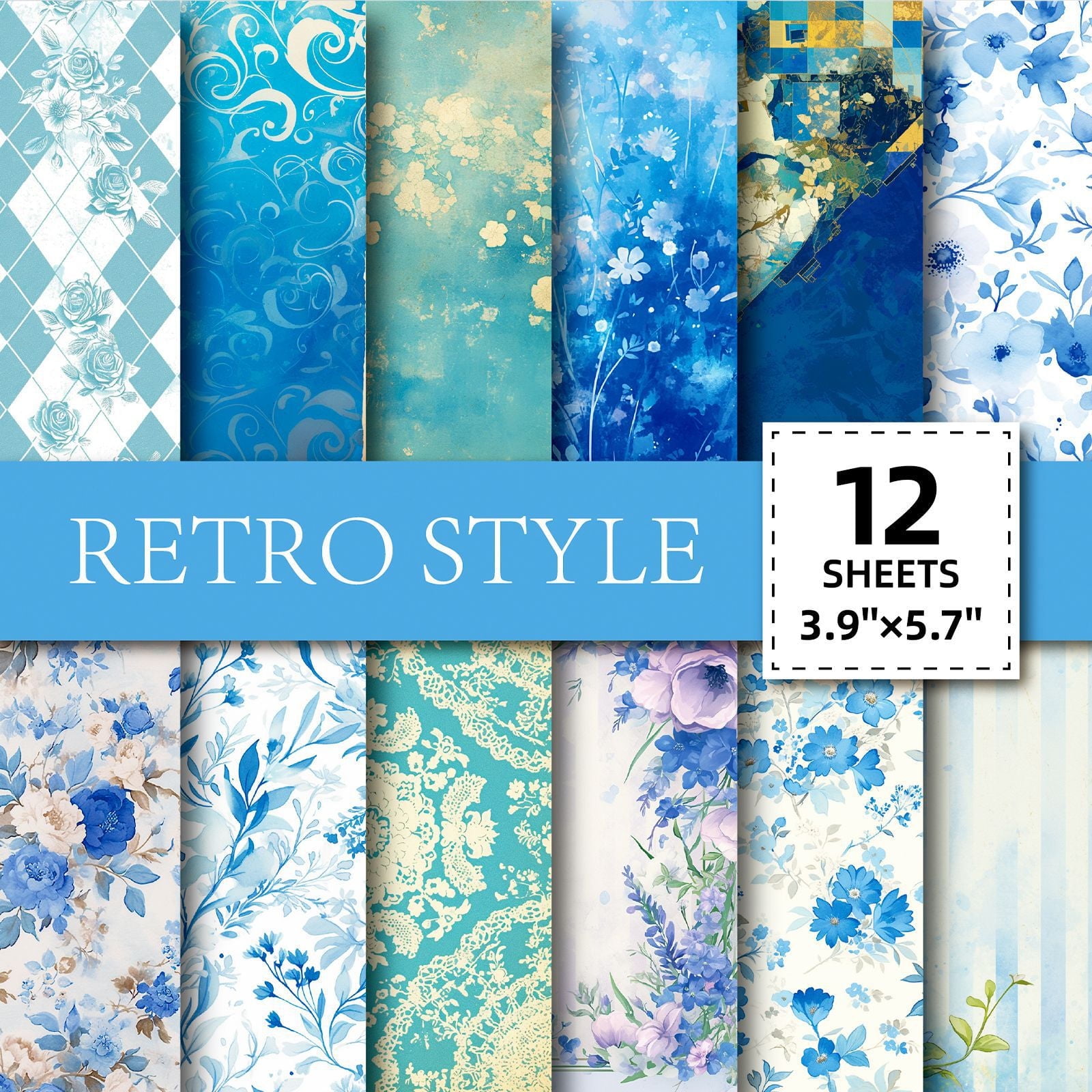 SunWMart Retro Scrapbook Paper, Vintage Floral Pattern Single Sided 6x6 ...