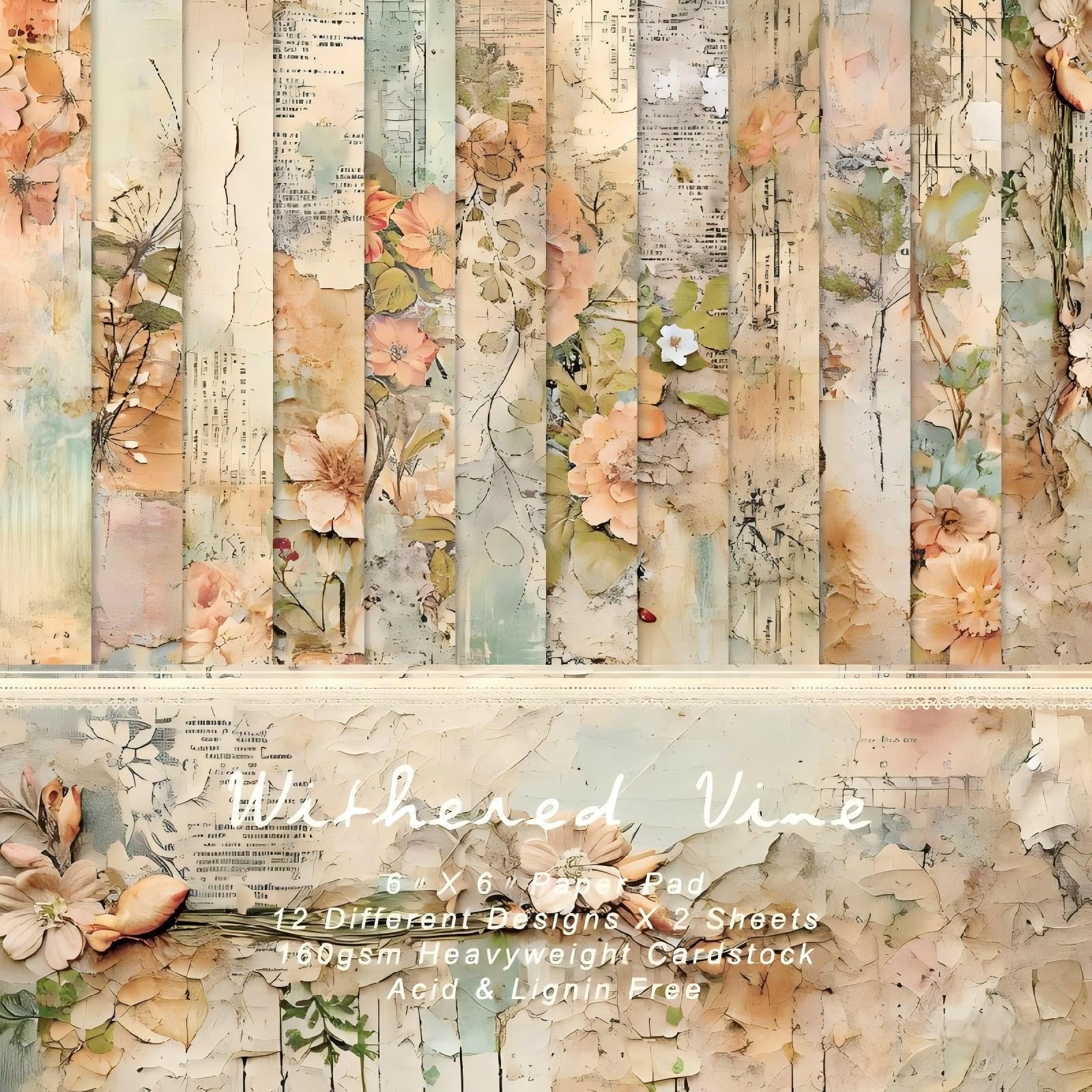 SunWMart Scrapbook Paper, 24 Sheets Craft Scrapbooking Paper Pad 6"x6 ...