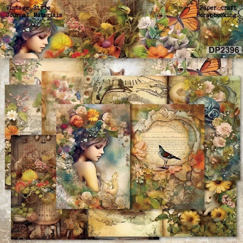 SunWMart Scrapbook Paper Vintage Paper Pad - 16 Sheets Single Sided A5 ...