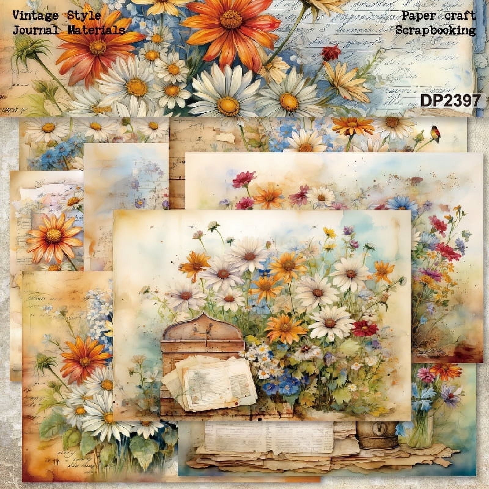 SunWMart Scrapbook Paper Vintage Paper Pad - 16 Sheets Single Sided A5 ...