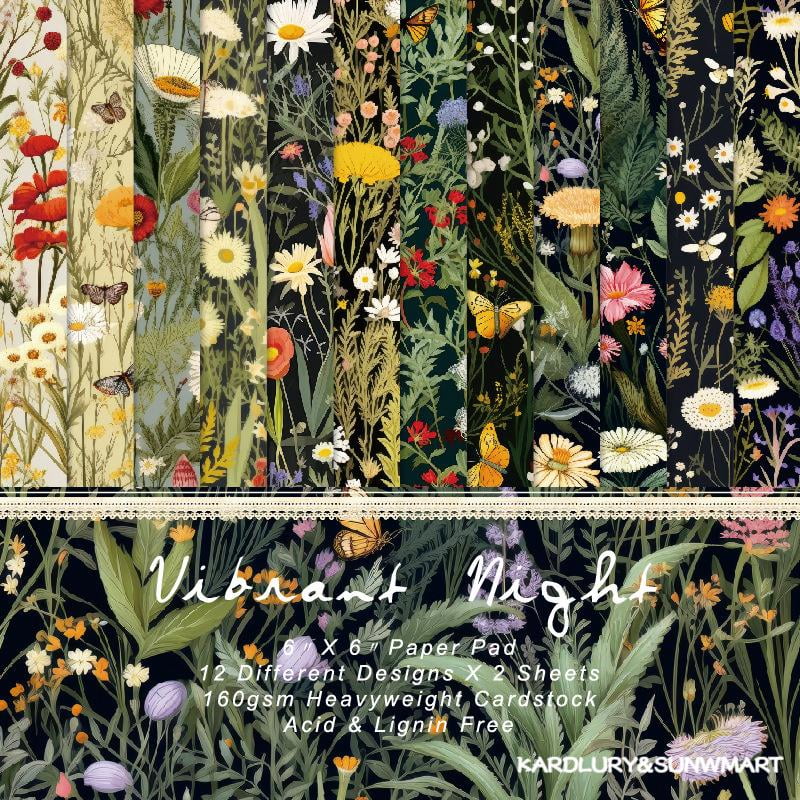 SunWMart Scrapbook Paper Vintage Pattern Cardstock 6"×6" Paper Art Pad ...