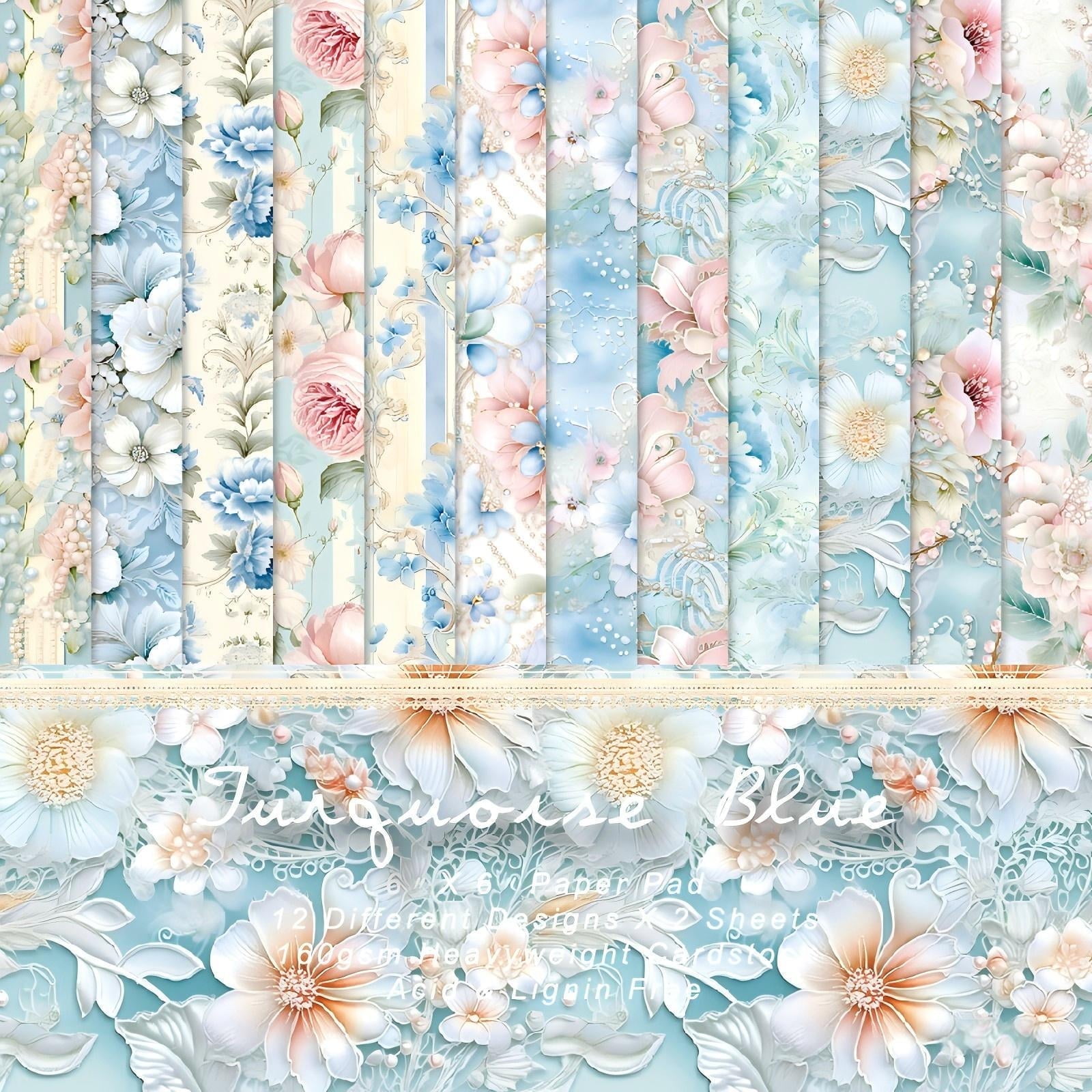 SunWMart Scrapbooking Cardstock Decorative Paper, 24 Sheets 6 x 6 Inch ...