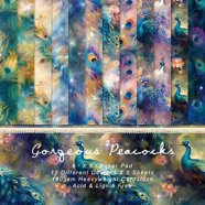 12x12Inch Double-Sided Watercolor Floral Cardstock, 24 Sheets Spring ...