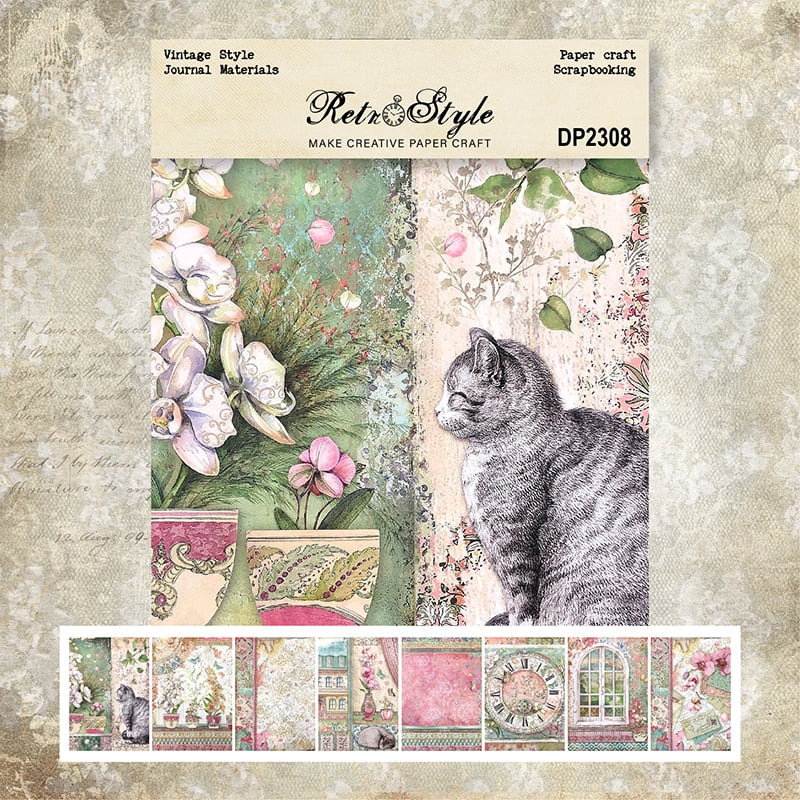 SunWMart Vintage Scrapbook Paper A5 Size, 16 Sheets Single Sided Craft ...