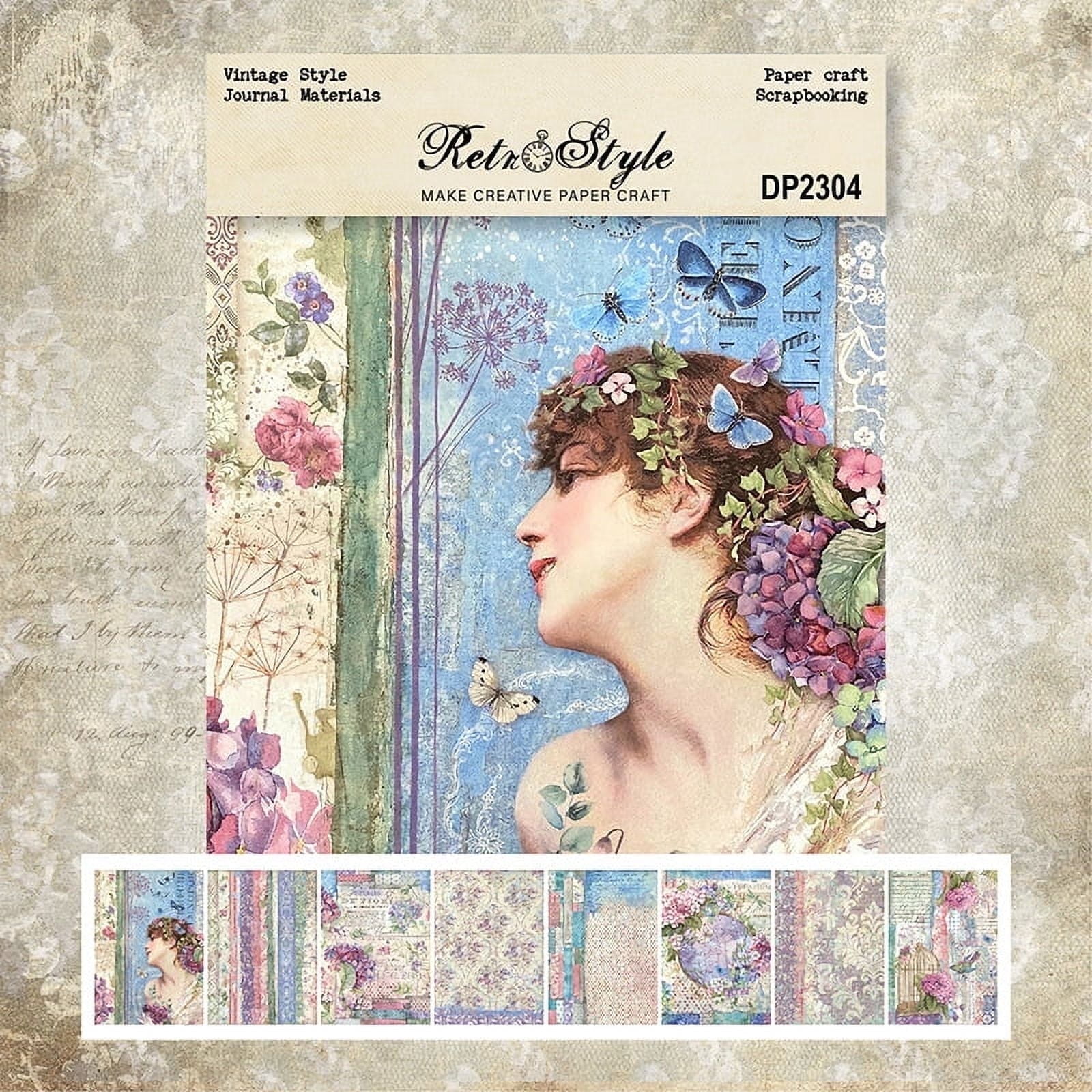 SunWMart Vintage Scrapbook Paper A5 Size, 40 Sheets Single Sided Craft ...