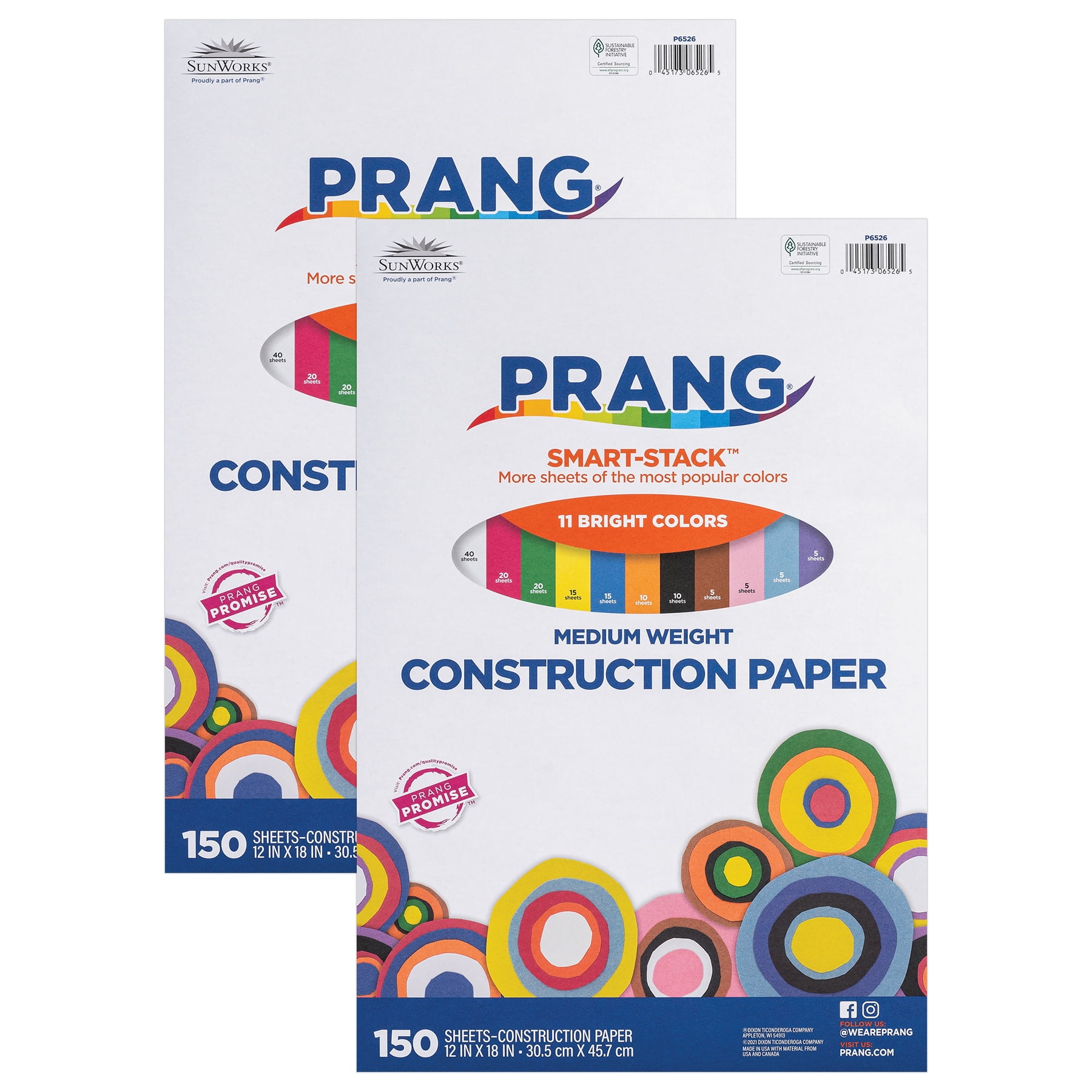Prang Smart Stack Construction Paper, 11 Colors, 12" x 18", 150 Sheets ...