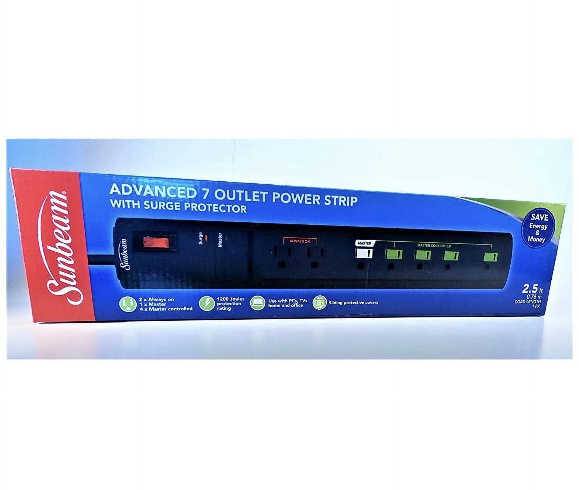 Sunbeam Power Strip, 7 Outlet Surge Protector, Always On and Master ...