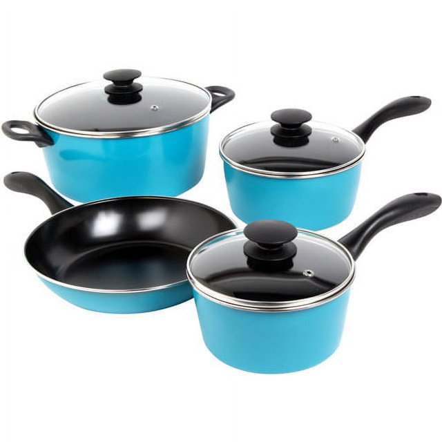 Sunbeam Armington Teal Cookware Set, 7 Piece - Walmart.com