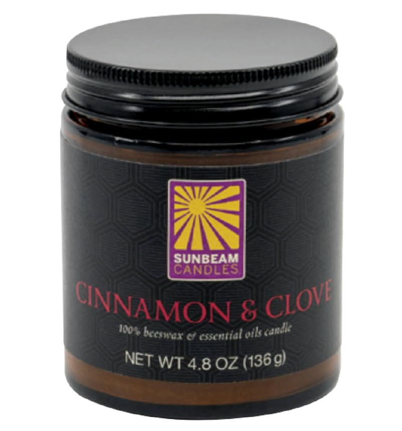 Sunbeam Candles Amber Glass Jar, Cinnamon and Clove, 4.8 Ounce, Home ...
