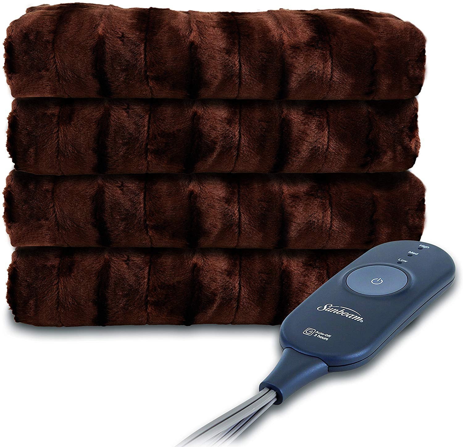 Sunbeam Heated Throw Blanket Microplush, 3 Heat Settings, Walnut ...