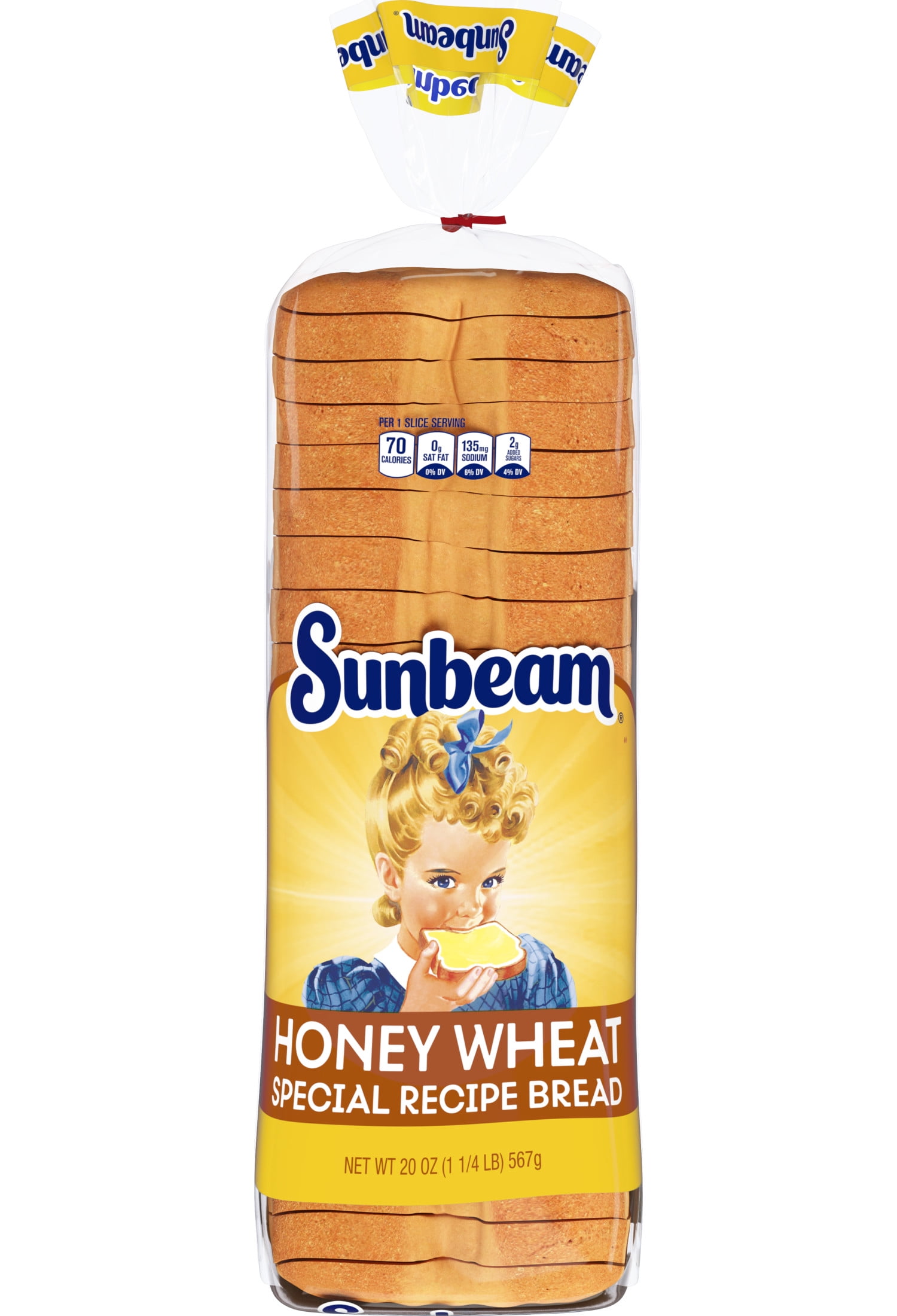 Sunbeam Honey Wheat Bread, 20 oz - Walmart.com