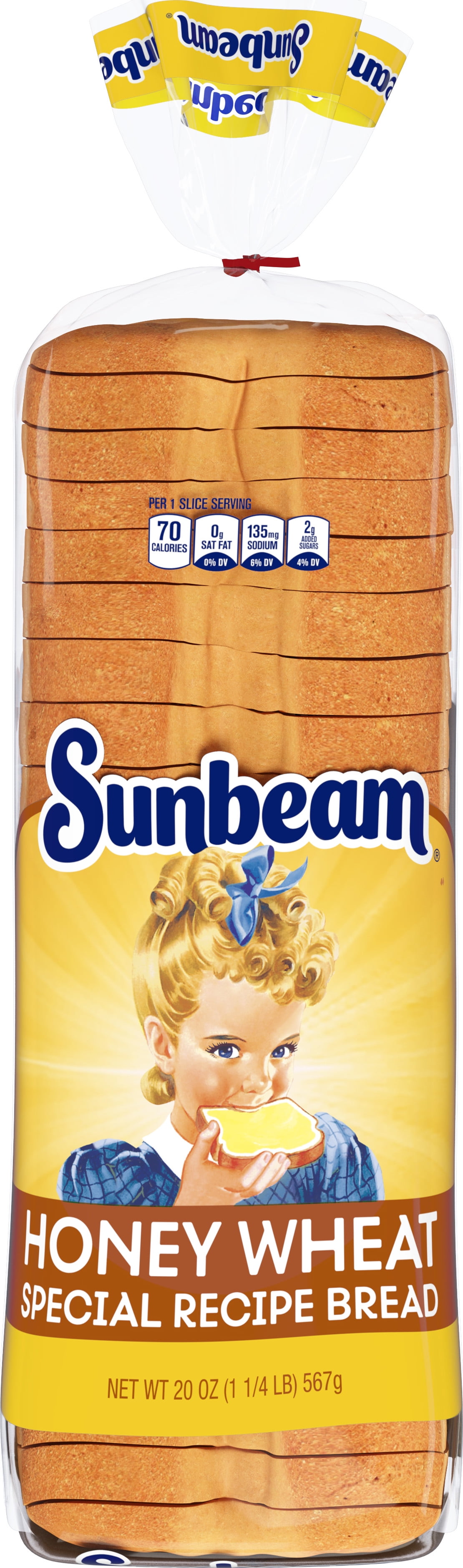 Sunbeam Honey Wheat Bread, 20 oz - Walmart.com