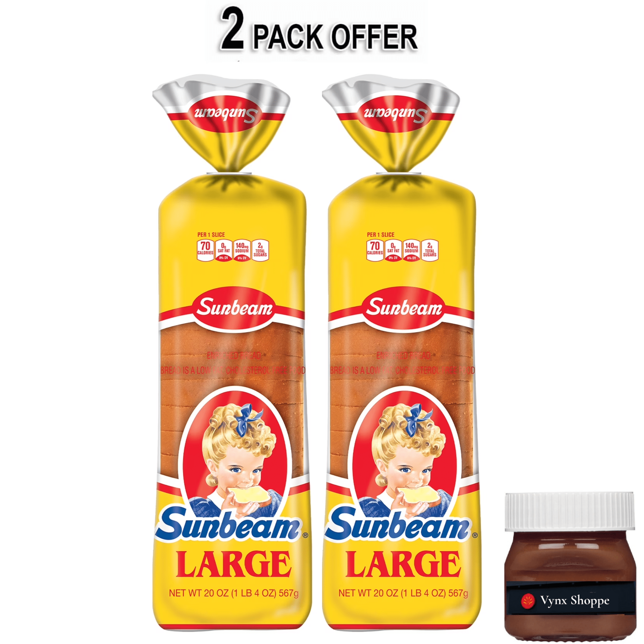 Sunbeam Large White Bread, Sandwich Bread, 20 oz - Walmart.com