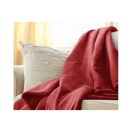 Sunbeam Microplush Electric Heated Throw Blanket Garnet Red 3 Settings ...