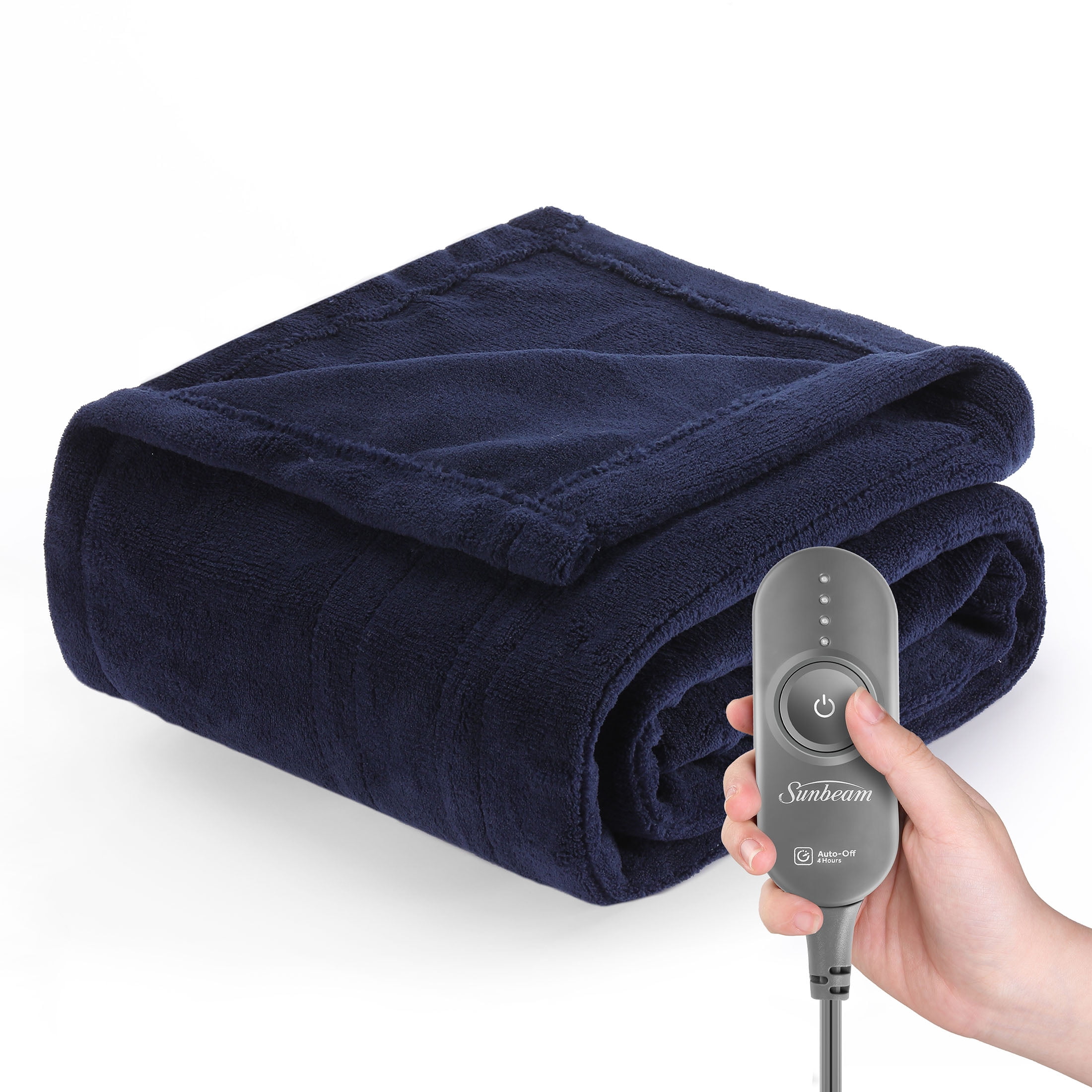 "Sunbeam Cozy Microplush Heated Throw Blanket, Poseidon Blue, 50""x60 ...