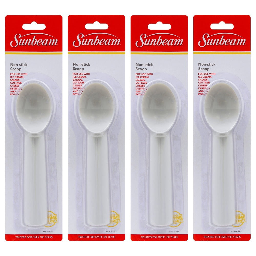 Sunbeam Non Stick Ice Cream Spoon Scoop Plastic White, 4 Pack - Walmart.com