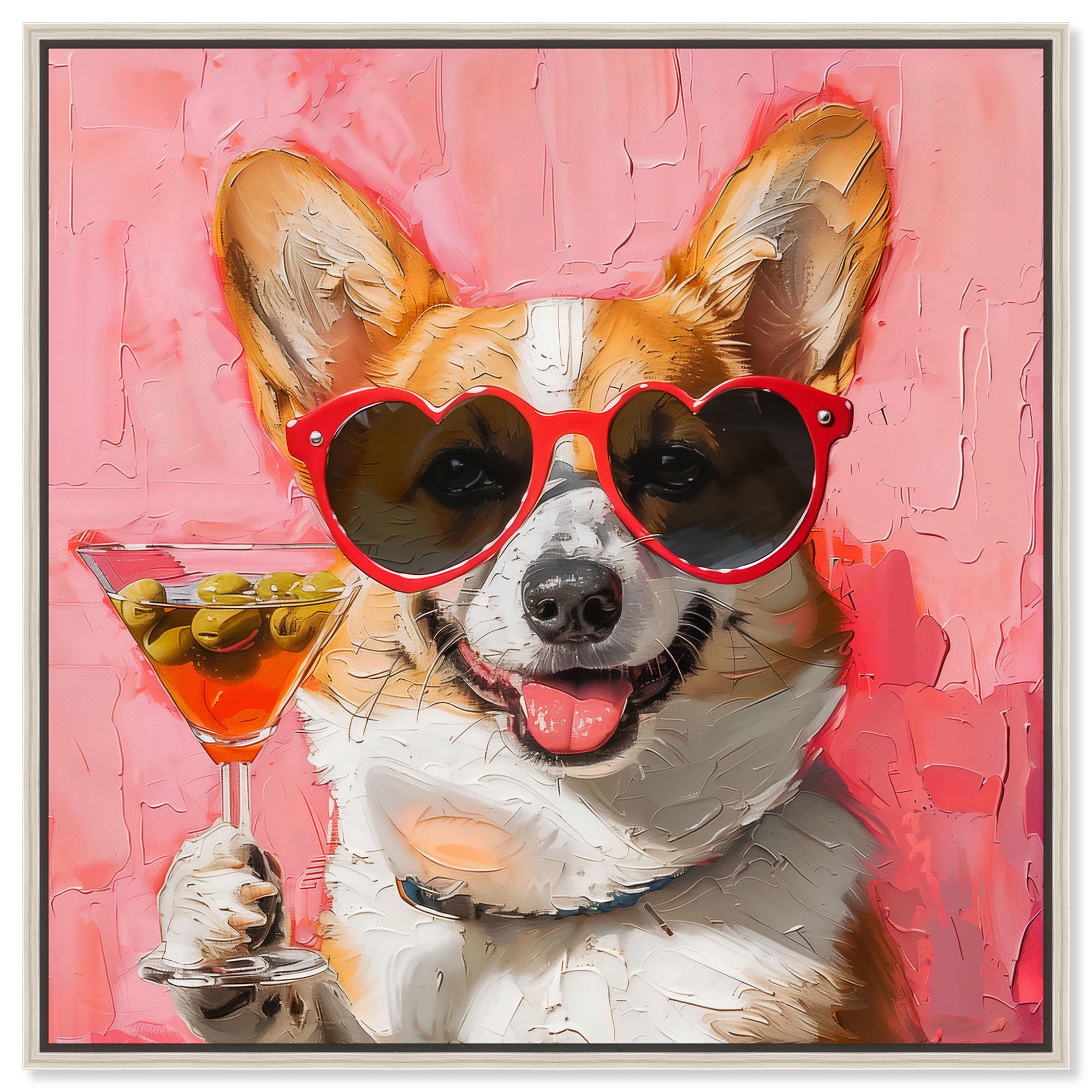 Sunbeam Pup Canvas Cute Pet Art Prints by Art Remedy, Silver Frame, 12 ...