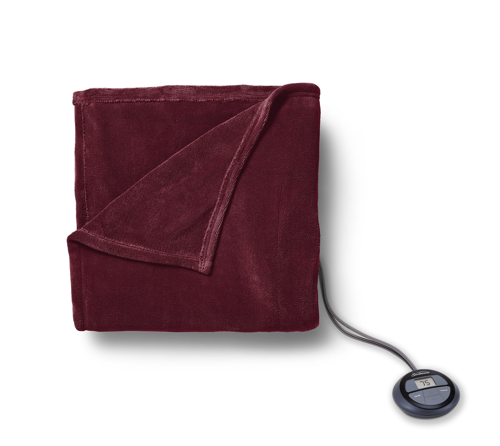 Sunbeam Royal Luxe Cabernet Heated Blanket Auto-Shut Off Machine ...