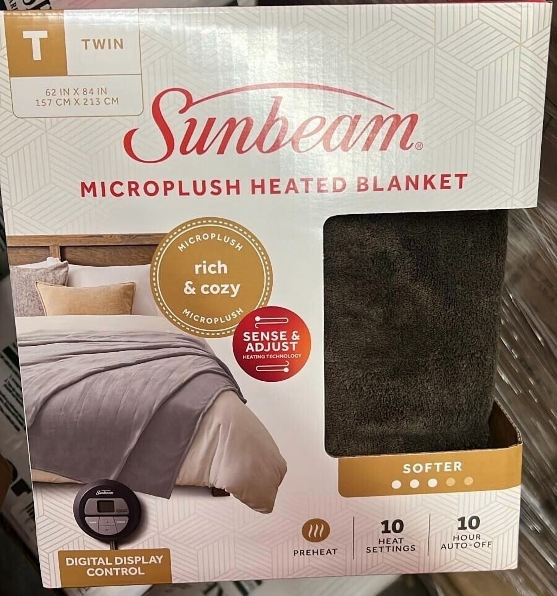 Sunbeam Heated Blanket, Royal Luxe Twin Size, 10 Heat Settings, Machine ...